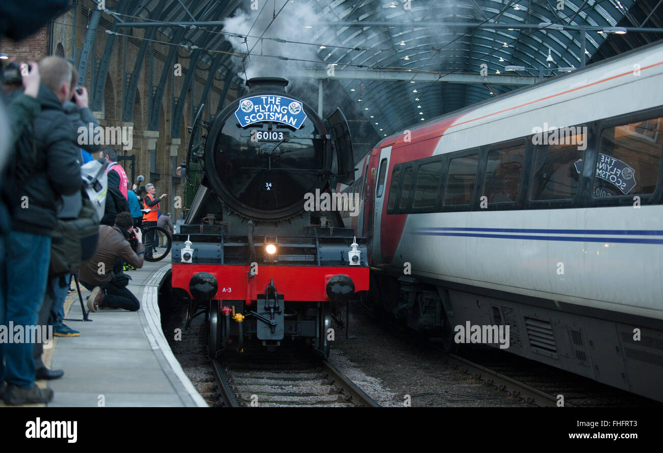 Kings Cross Station, London, UK. 25th February, 2016. Iconic steam ...