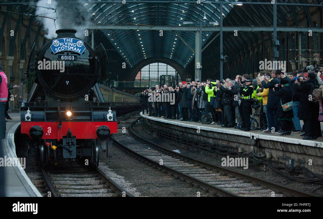Kings Cross Station, London, UK. 25th February, 2016. Iconic steam ...
