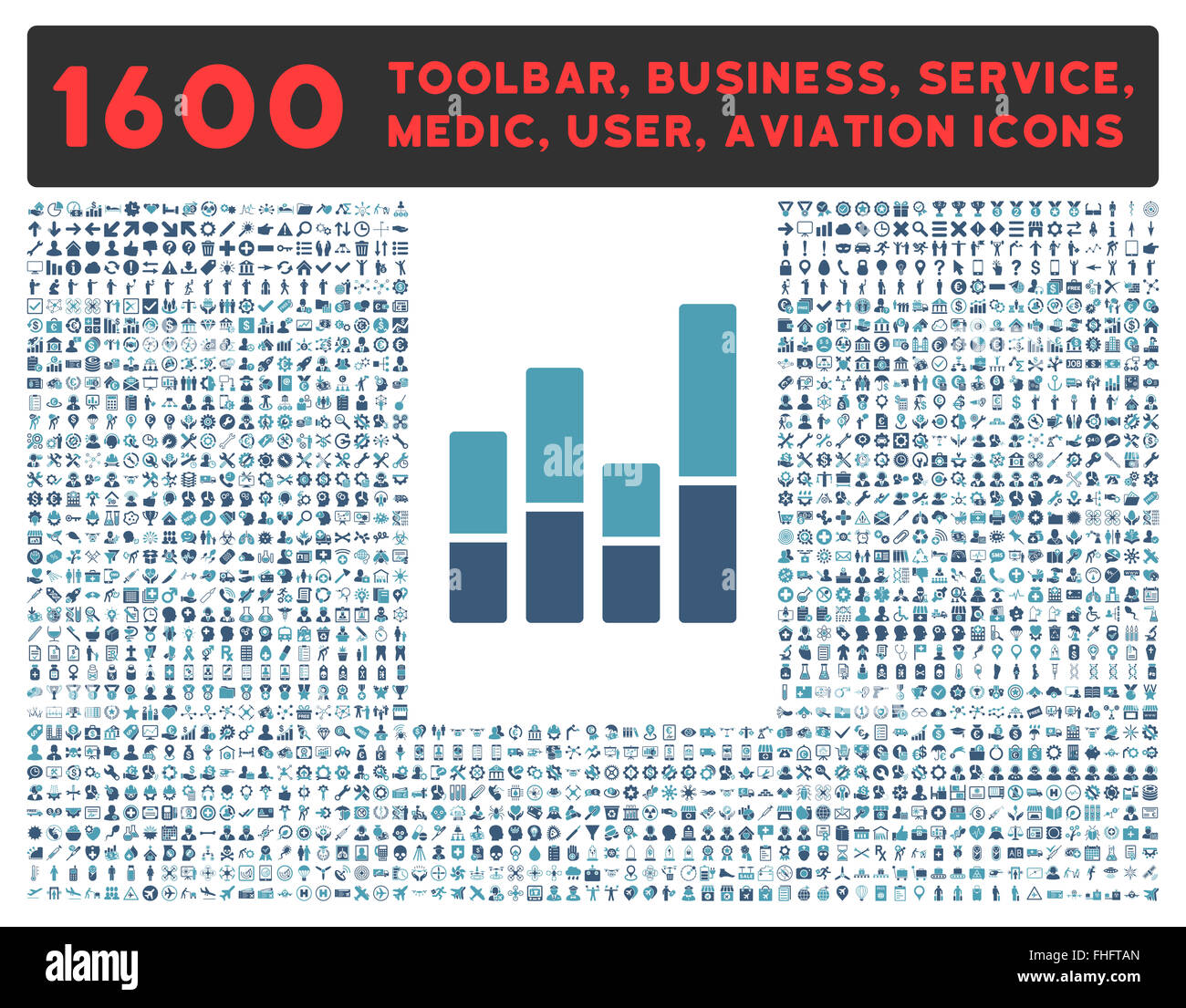 Bar Chart Icon with Large Pictogram Collection Stock Photo - Alamy
