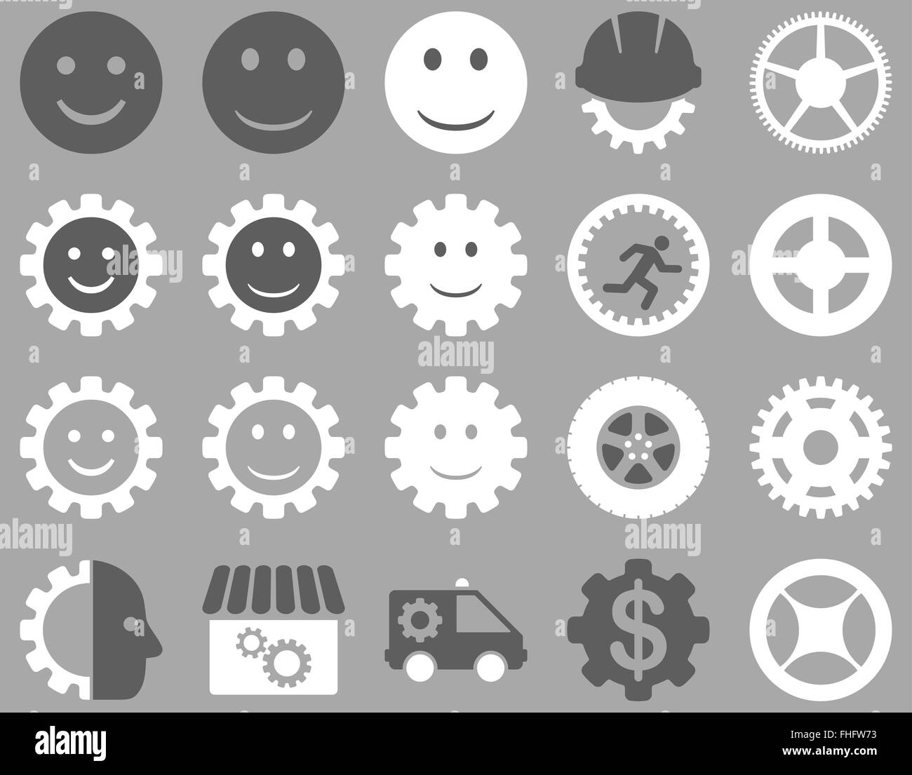Tools and Smile Gears Icons Stock Photo - Alamy