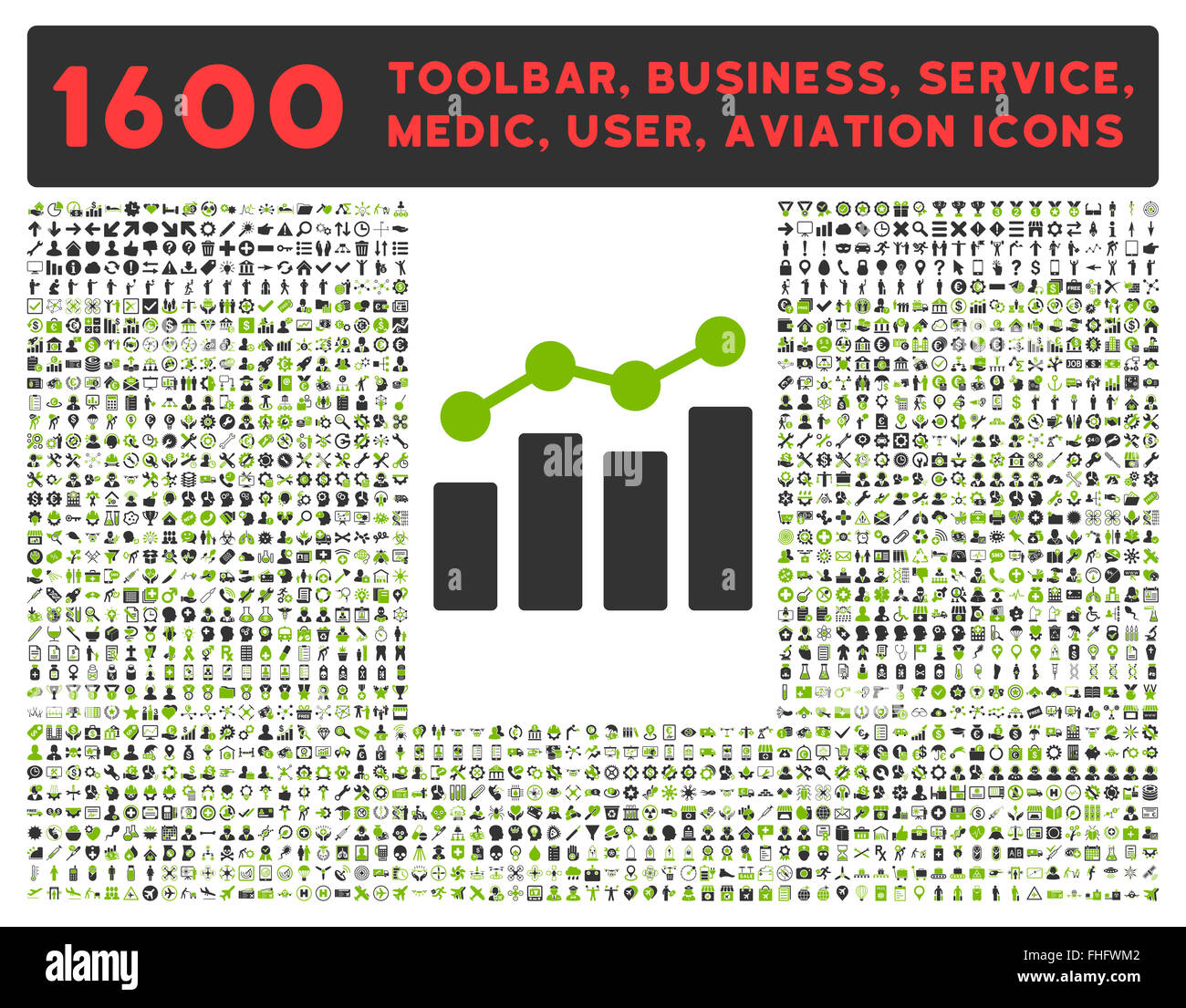 Analytics Icon with Large Pictogram Collection Stock Photo - Alamy