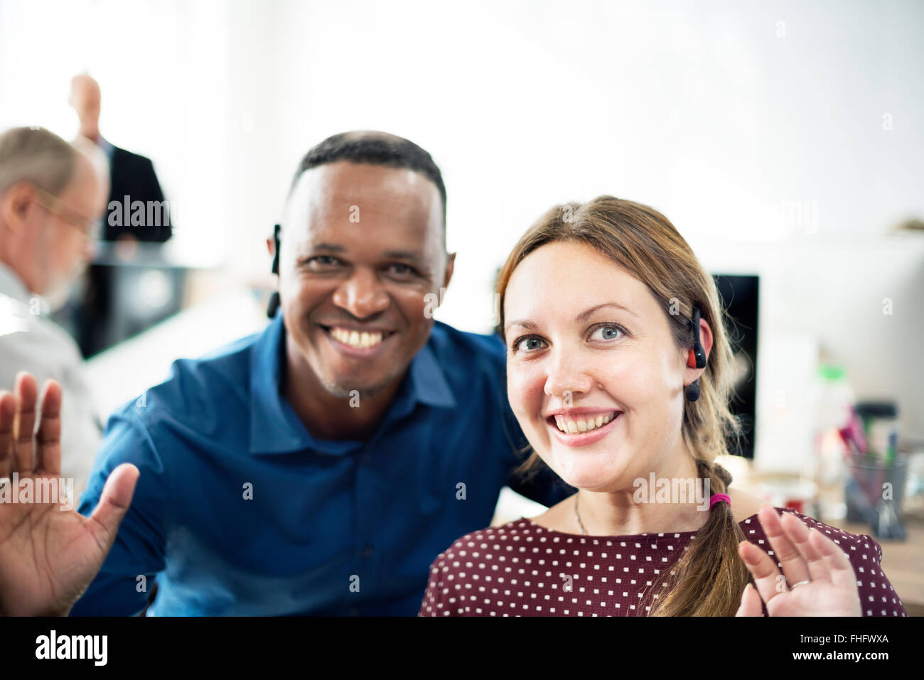 Colleague Friends Smiling Cheerful Workplace Concept Stock Photo - Alamy