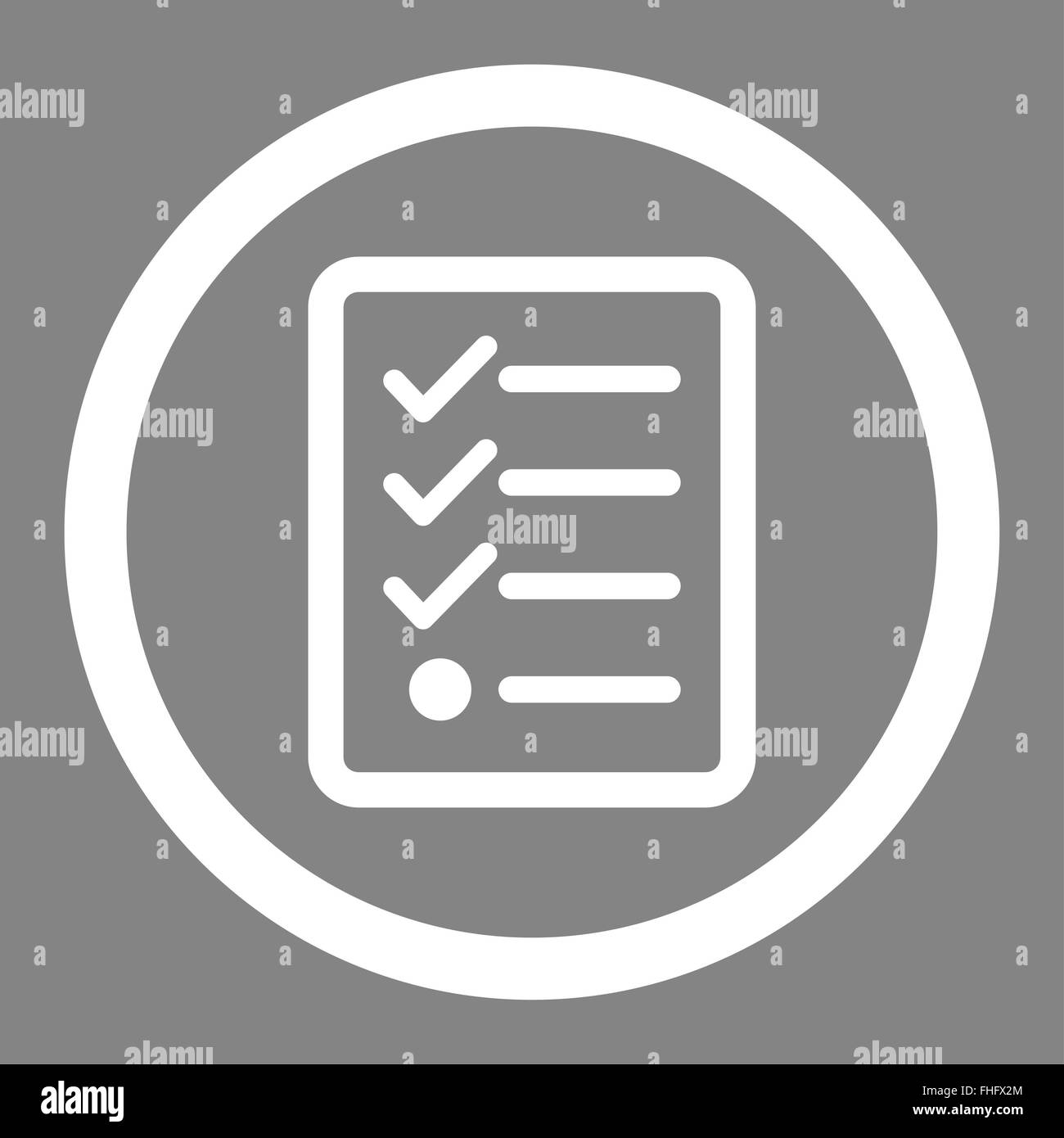 Checklist flat white color rounded vector icon Stock Photo - Alamy