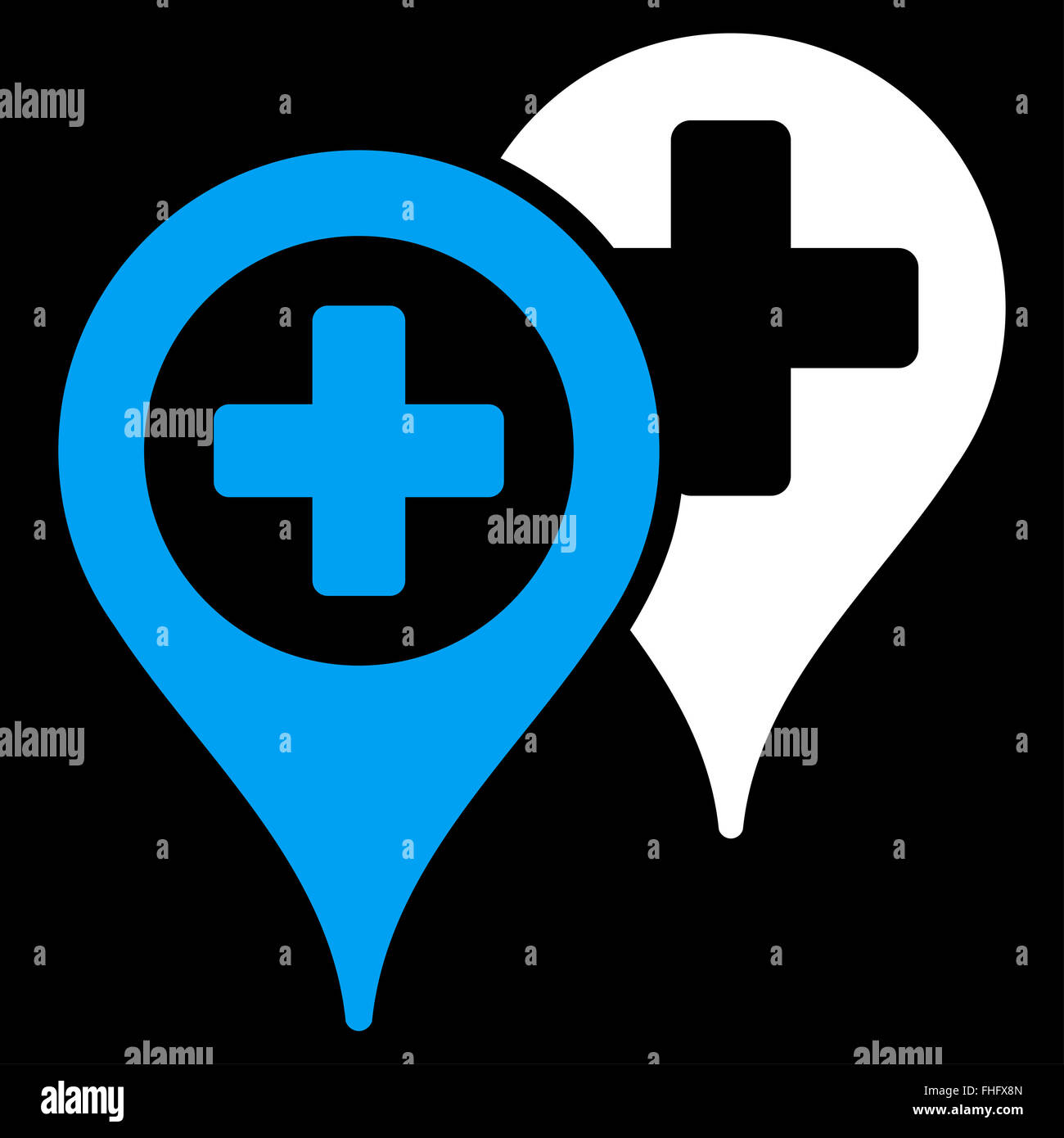 Hospital Map Markers Icon Stock Photo - Alamy