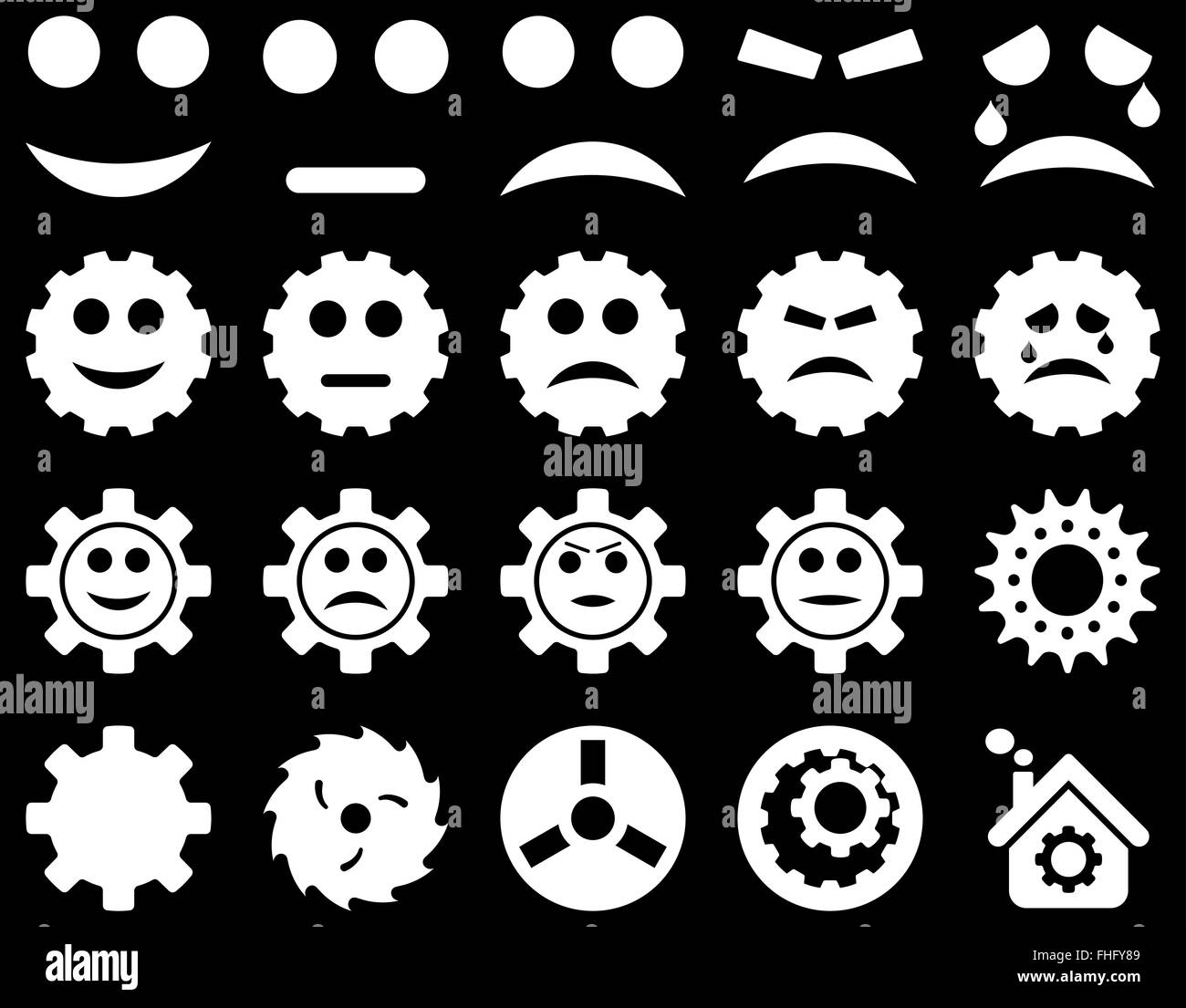 Tools and Smile Gears Icons Stock Photo - Alamy