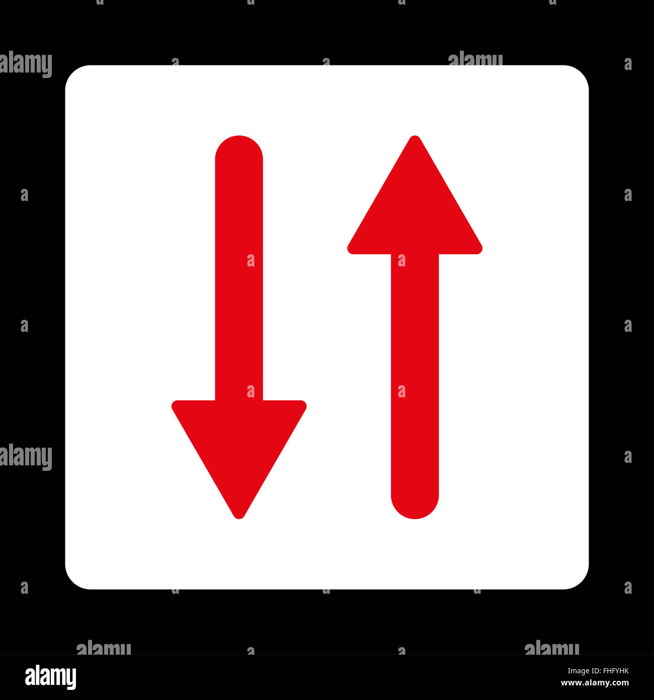 Arrows Exchange Vertical flat red and white colors rounded button Stock ...