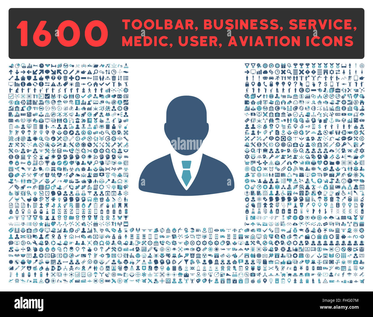 Manager Icon with Large Pictogram Collection Stock Photo - Alamy