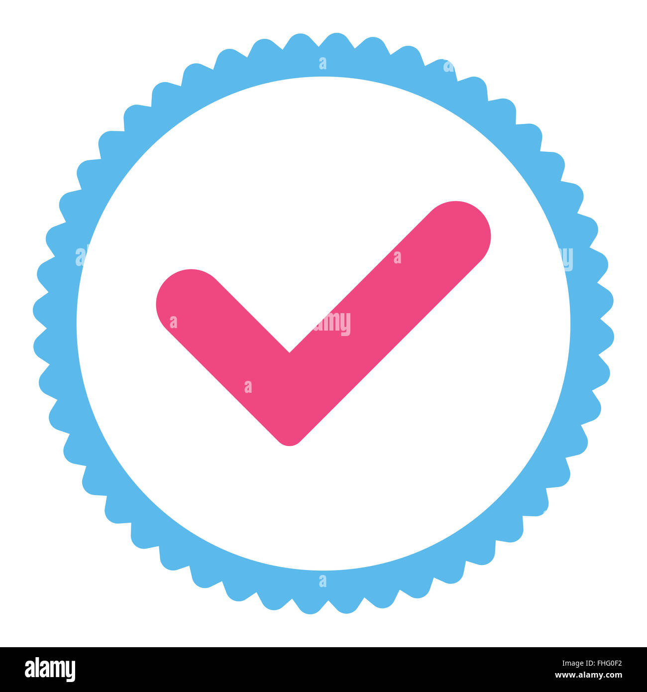 Yes flat pink and blue colors round stamp icon Stock Photo - Alamy