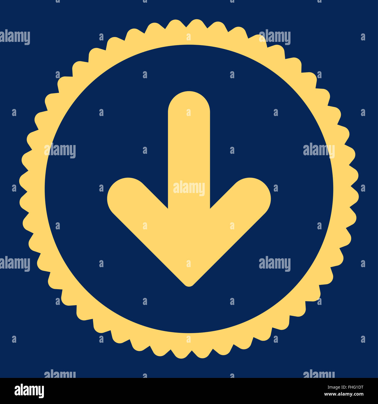 Arrow Down flat yellow color round stamp icon Stock Photo - Alamy
