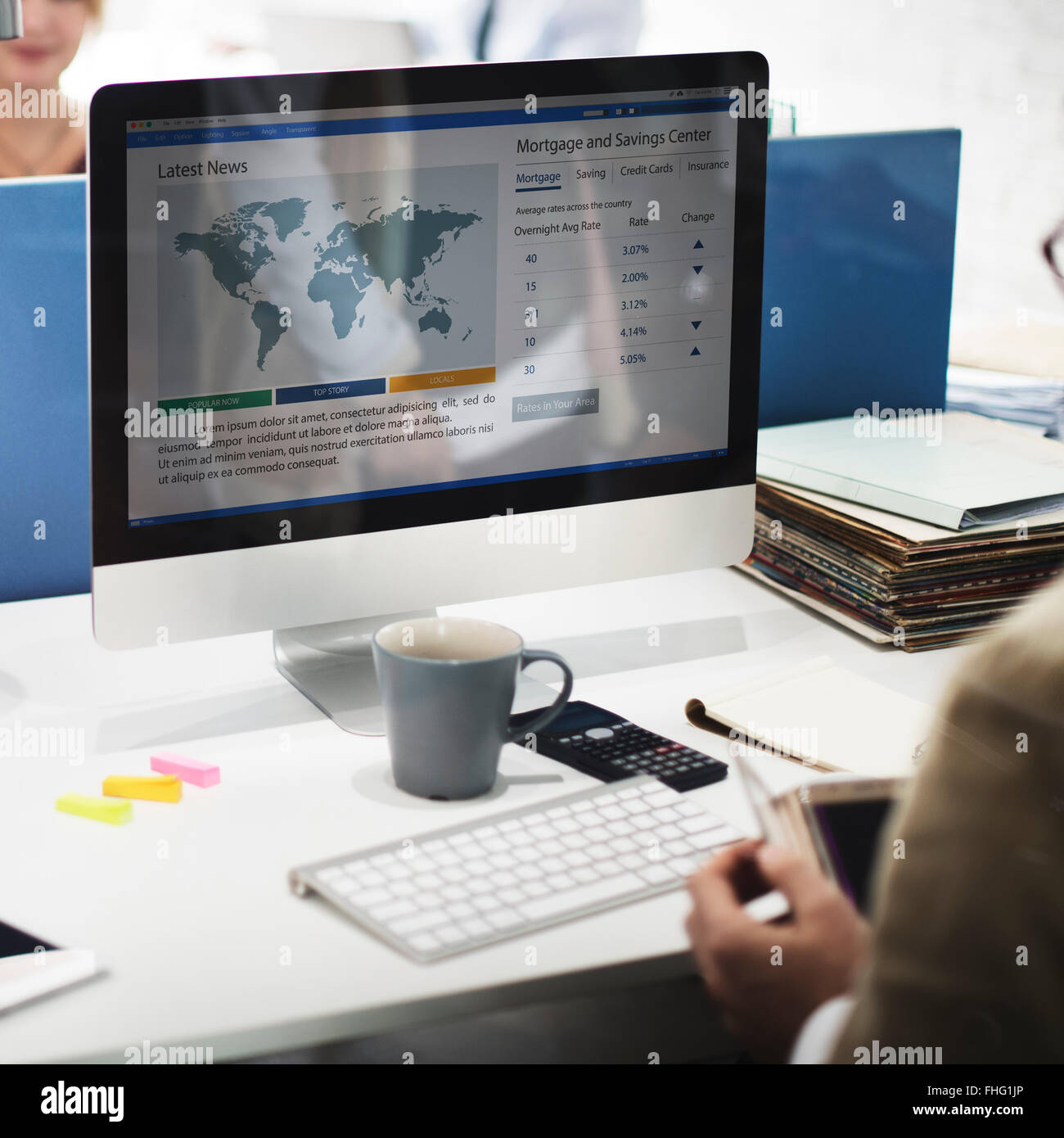 Businessman Using Computer Networking Concept Stock Photo - Alamy