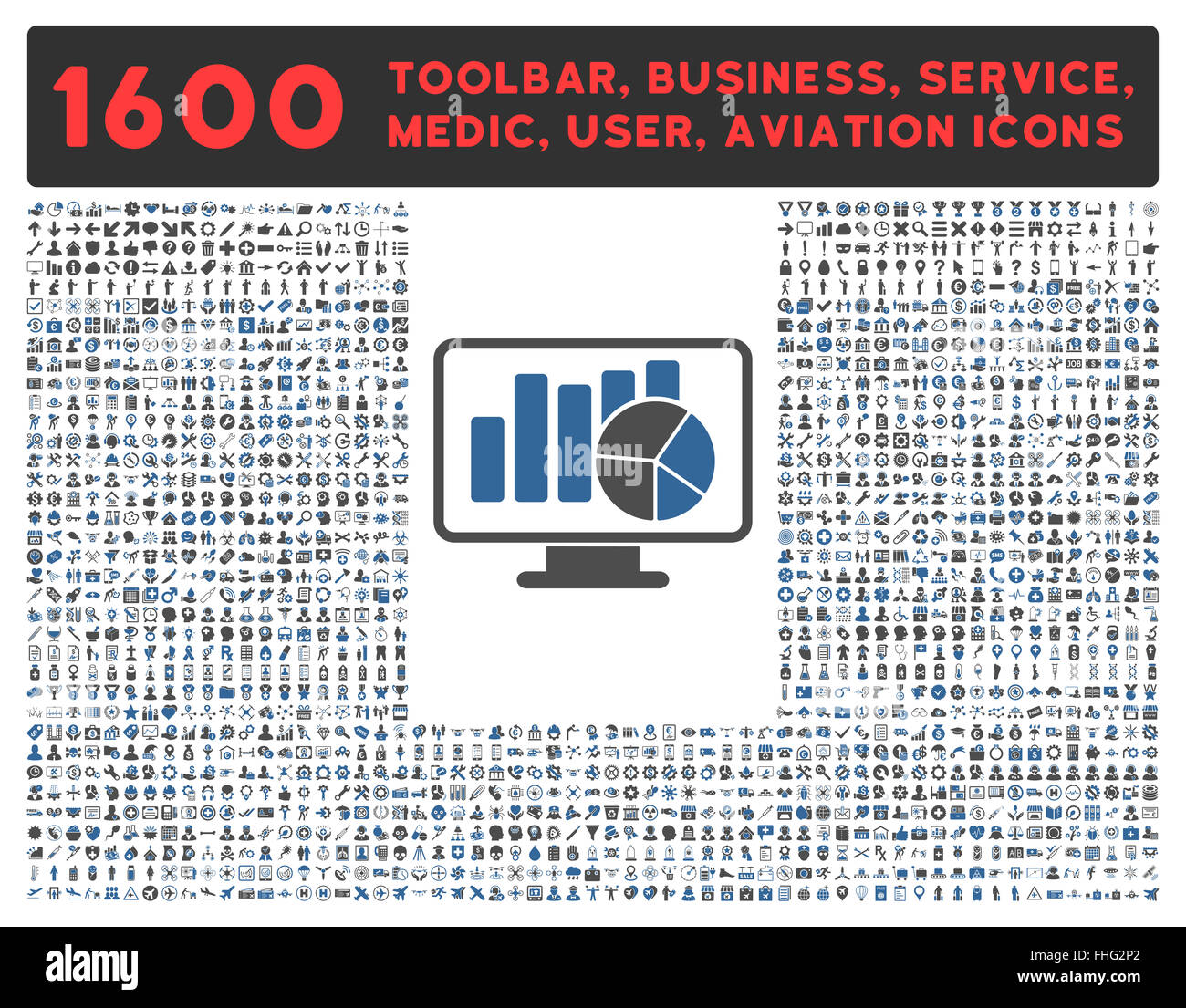 Statistics Icon with Large Pictogram Collection Stock Photo - Alamy