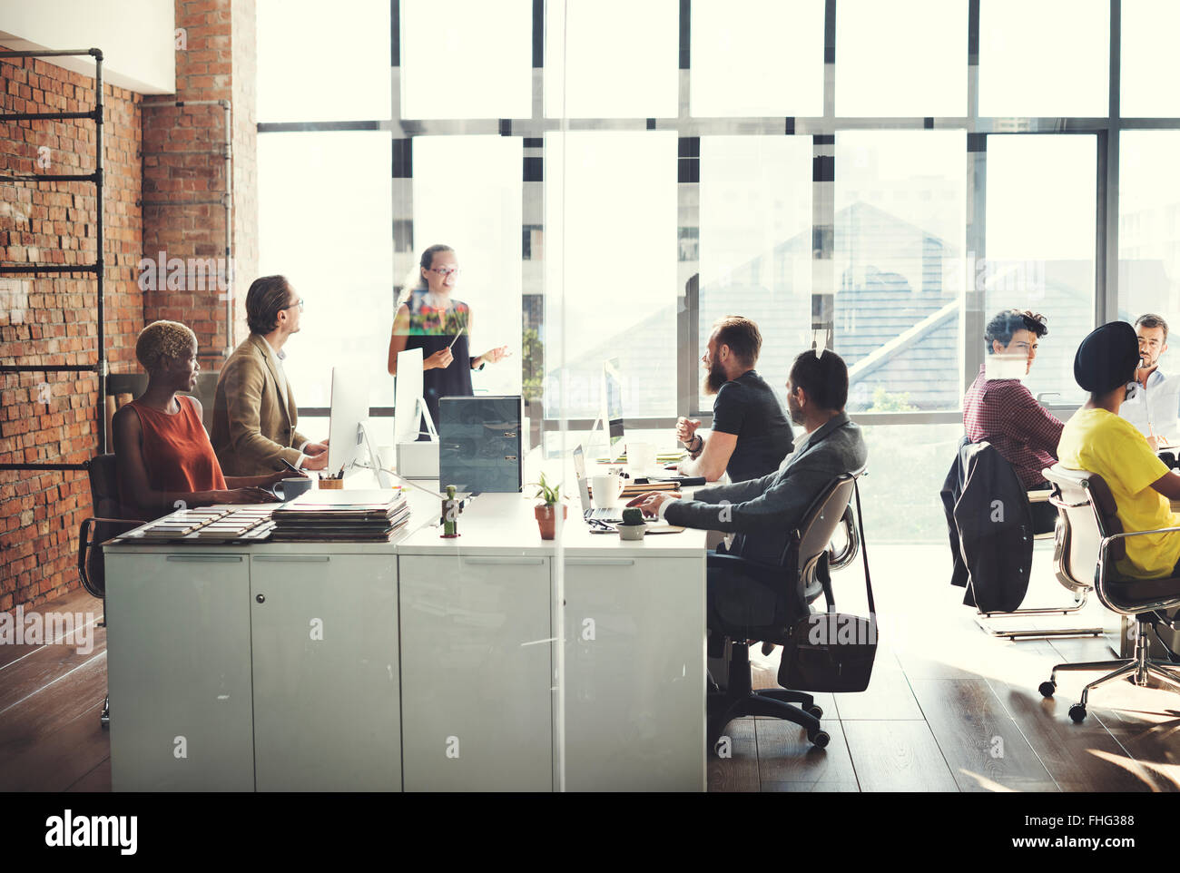 Business Team Busy Working Talking Concept Stock Photo - Alamy