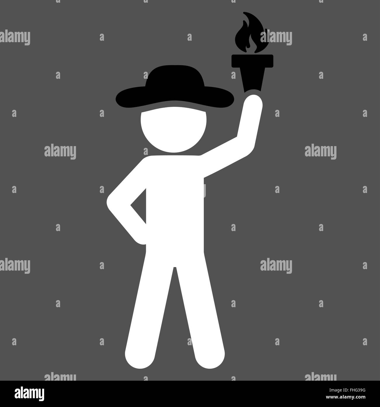 Human Figure With Freedom Torch Icon Stock Photo - Alamy