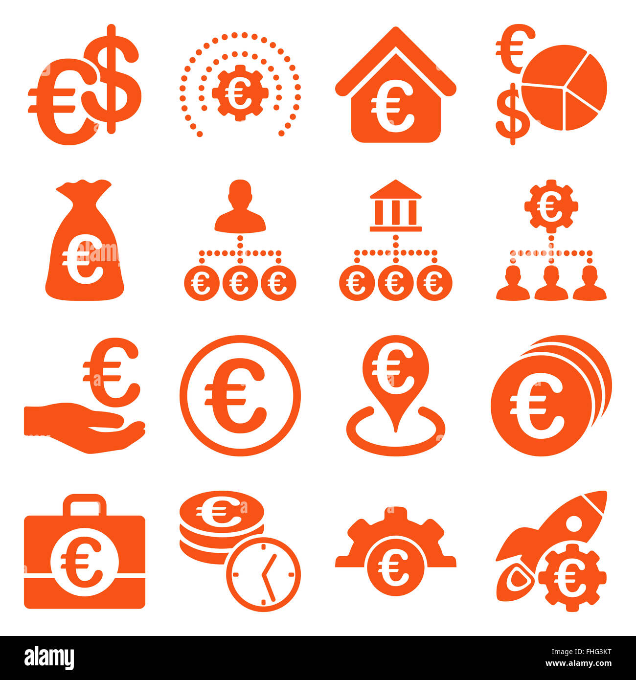 Euro banking business and service tools icons Stock Photo - Alamy