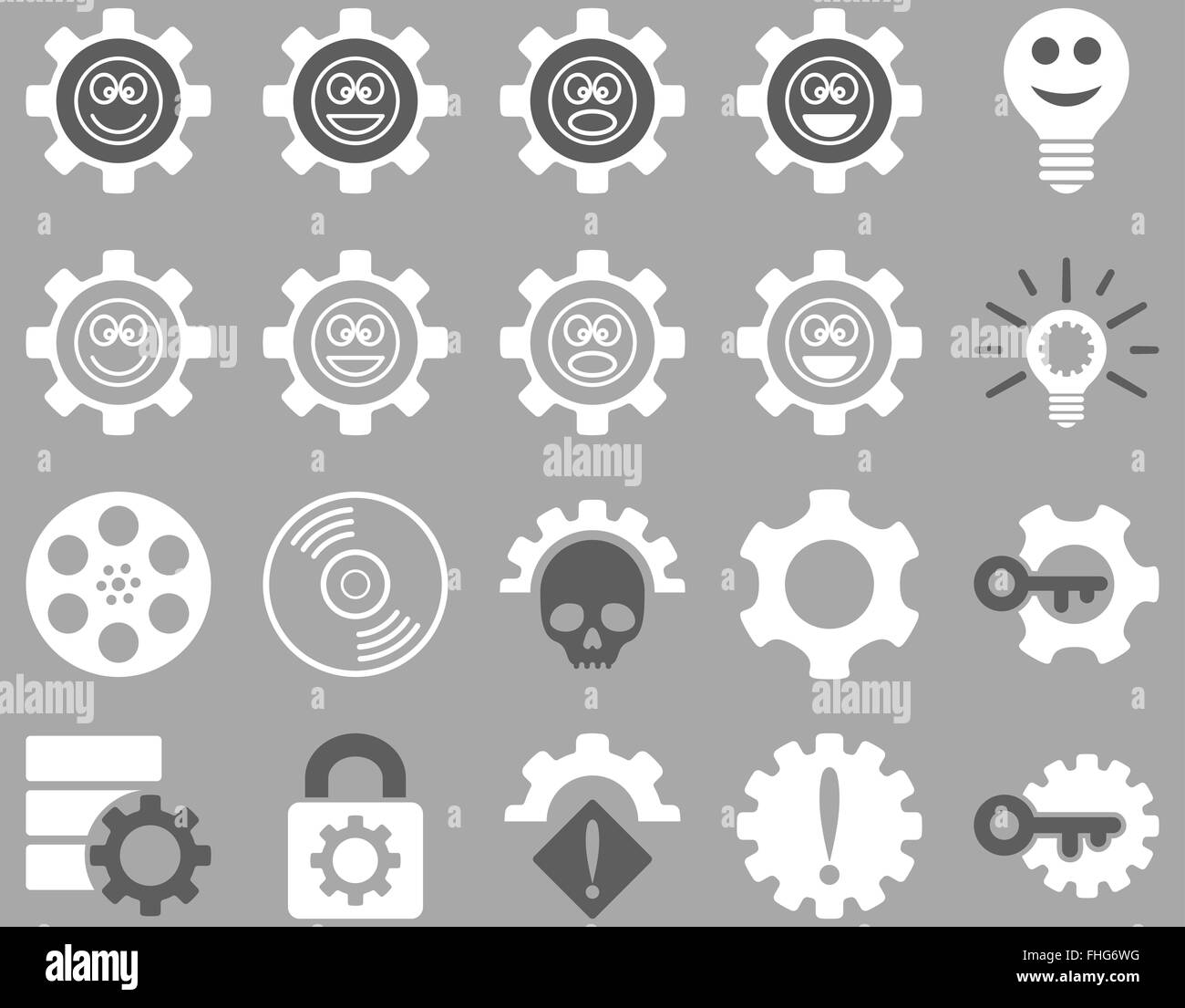 Tools and Smile Gears Icons Stock Photo - Alamy
