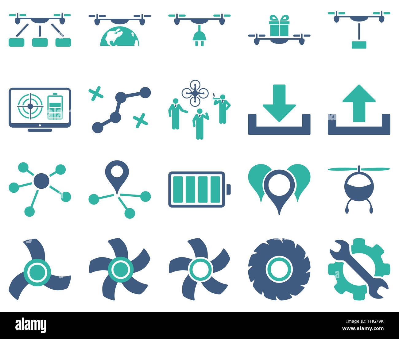 Air drone and quadcopter tool icons Stock Photo - Alamy