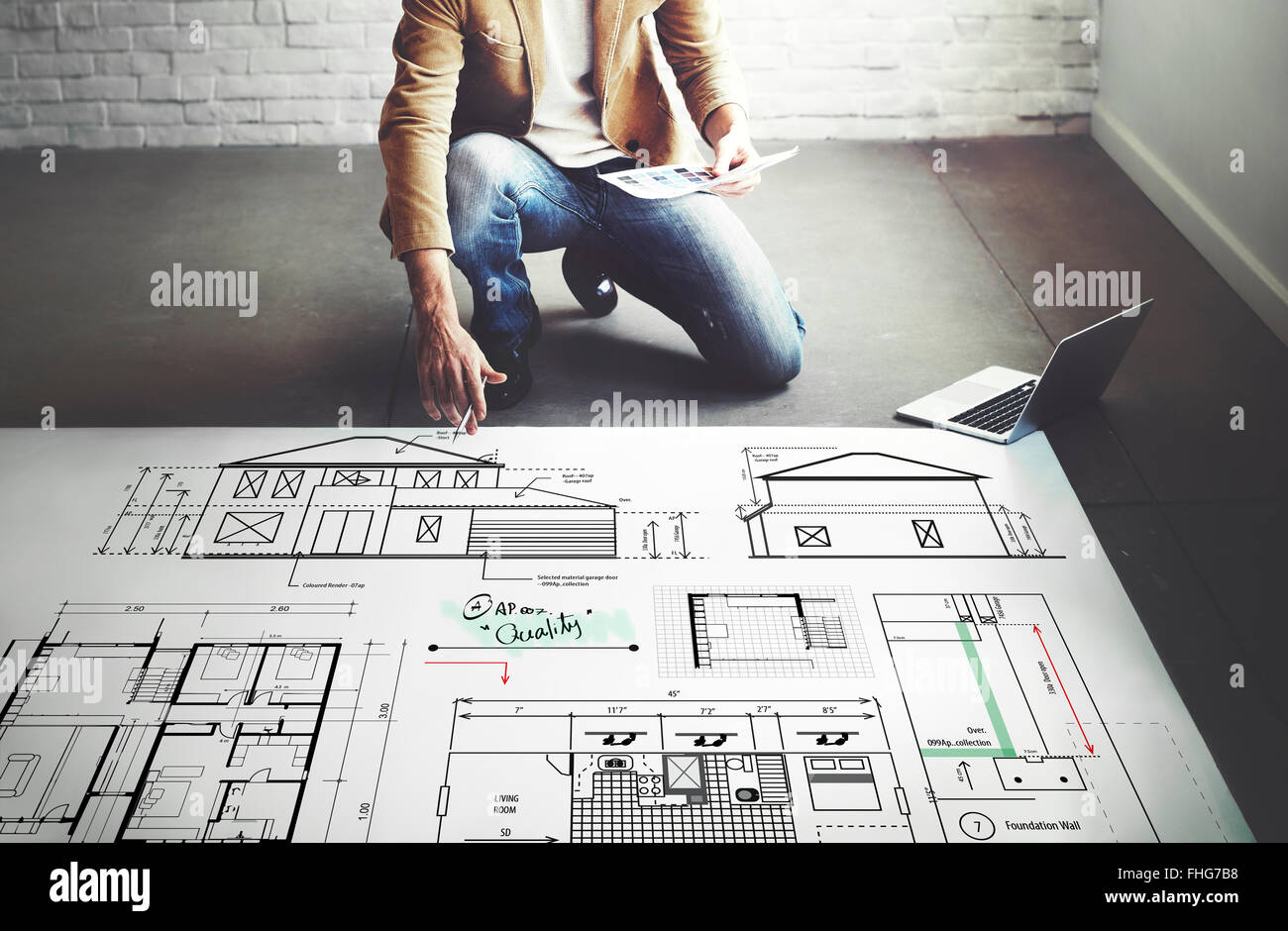 Blueprint Architect Construction Project Sketch Concept Stock Photo - Alamy