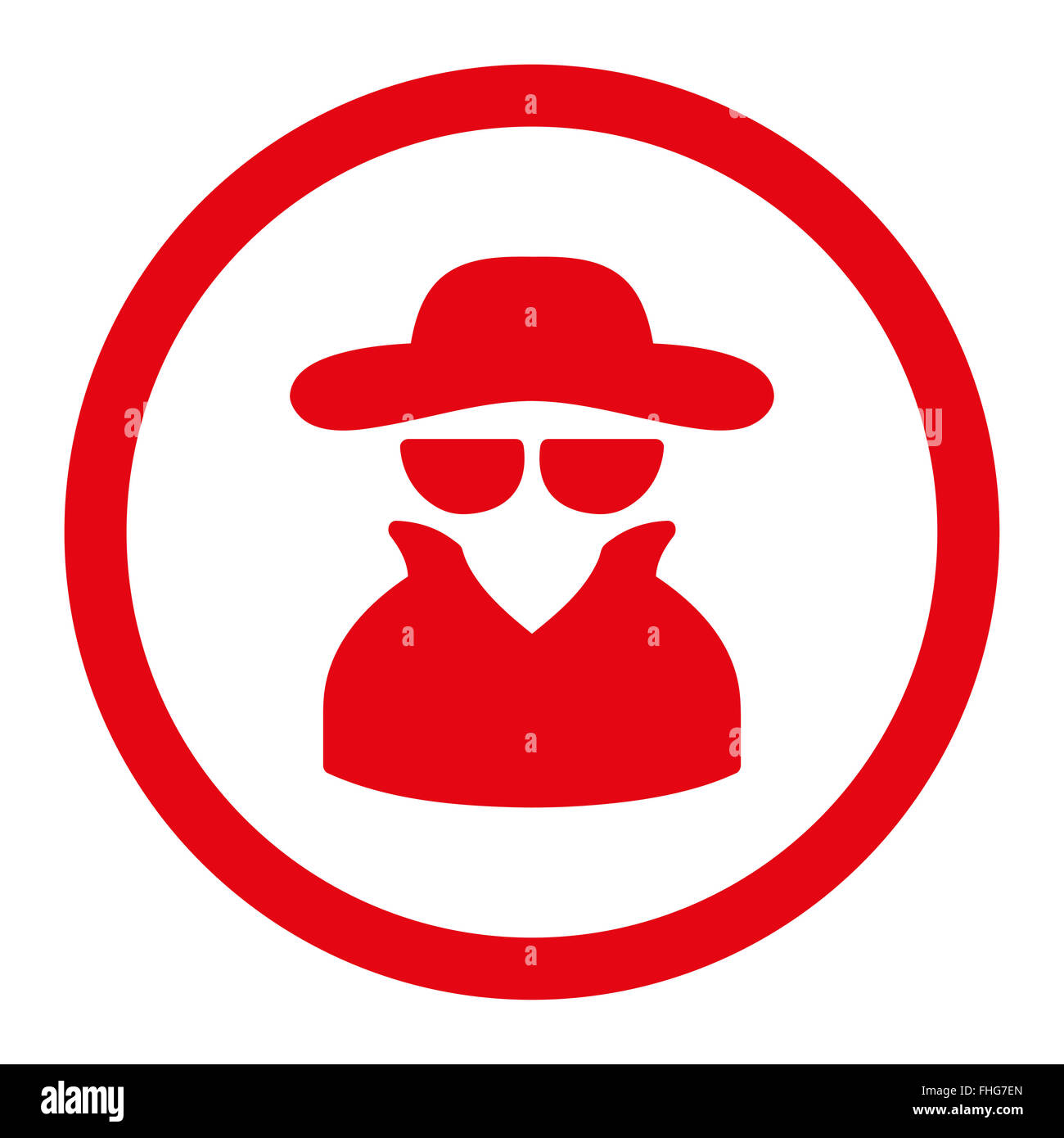 Spy flat red color rounded vector icon Stock Photo - Alamy