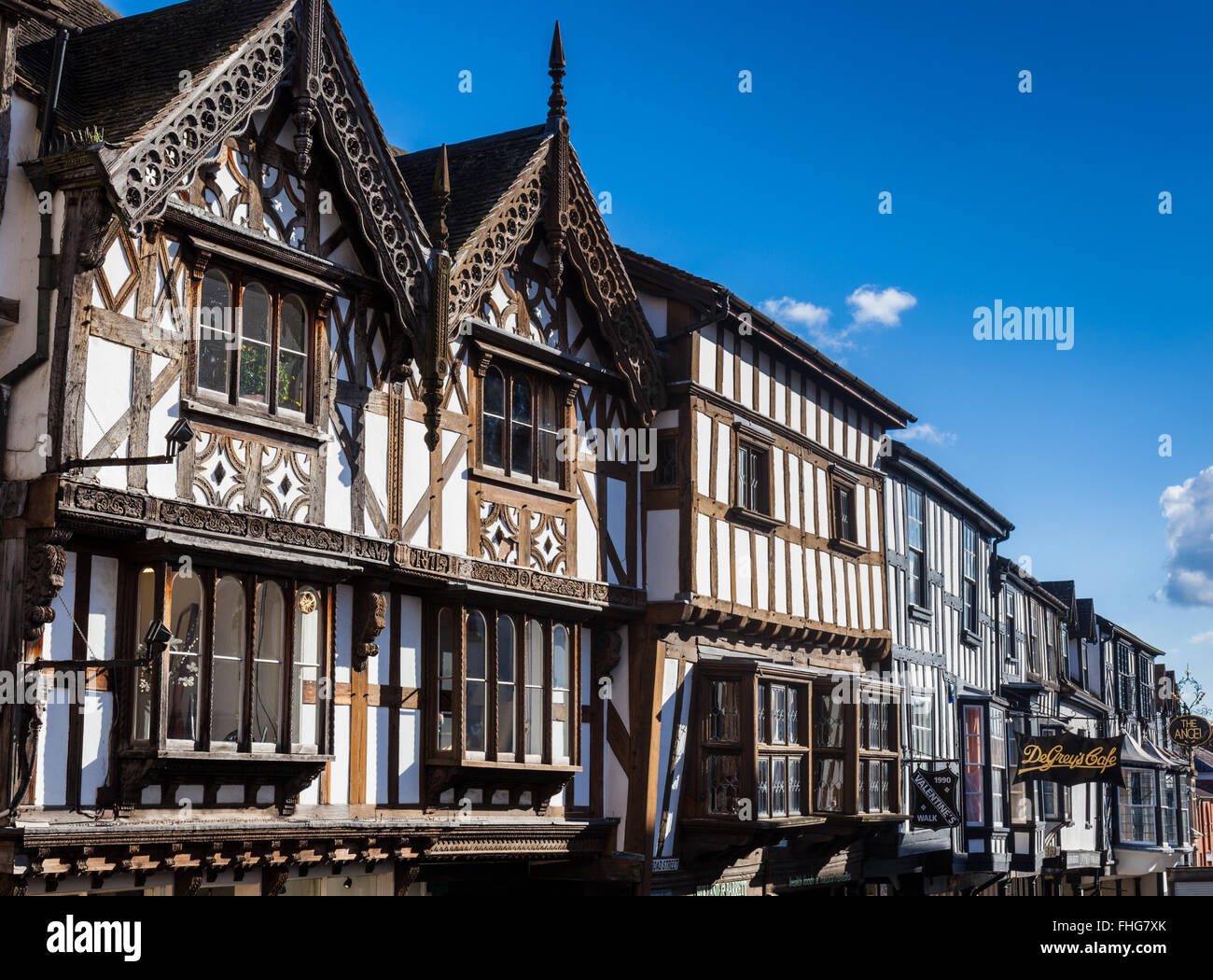 Timber-framed buildings in Broad Street, Ludlow, Shropshire, England ...