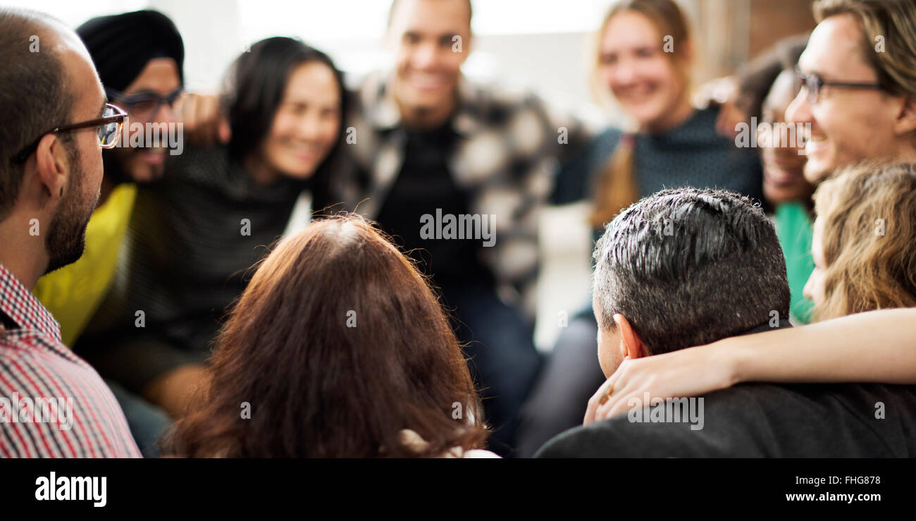 Team Huddle Harmony Togetherness Happiness Concept Stock Photo - Alamy