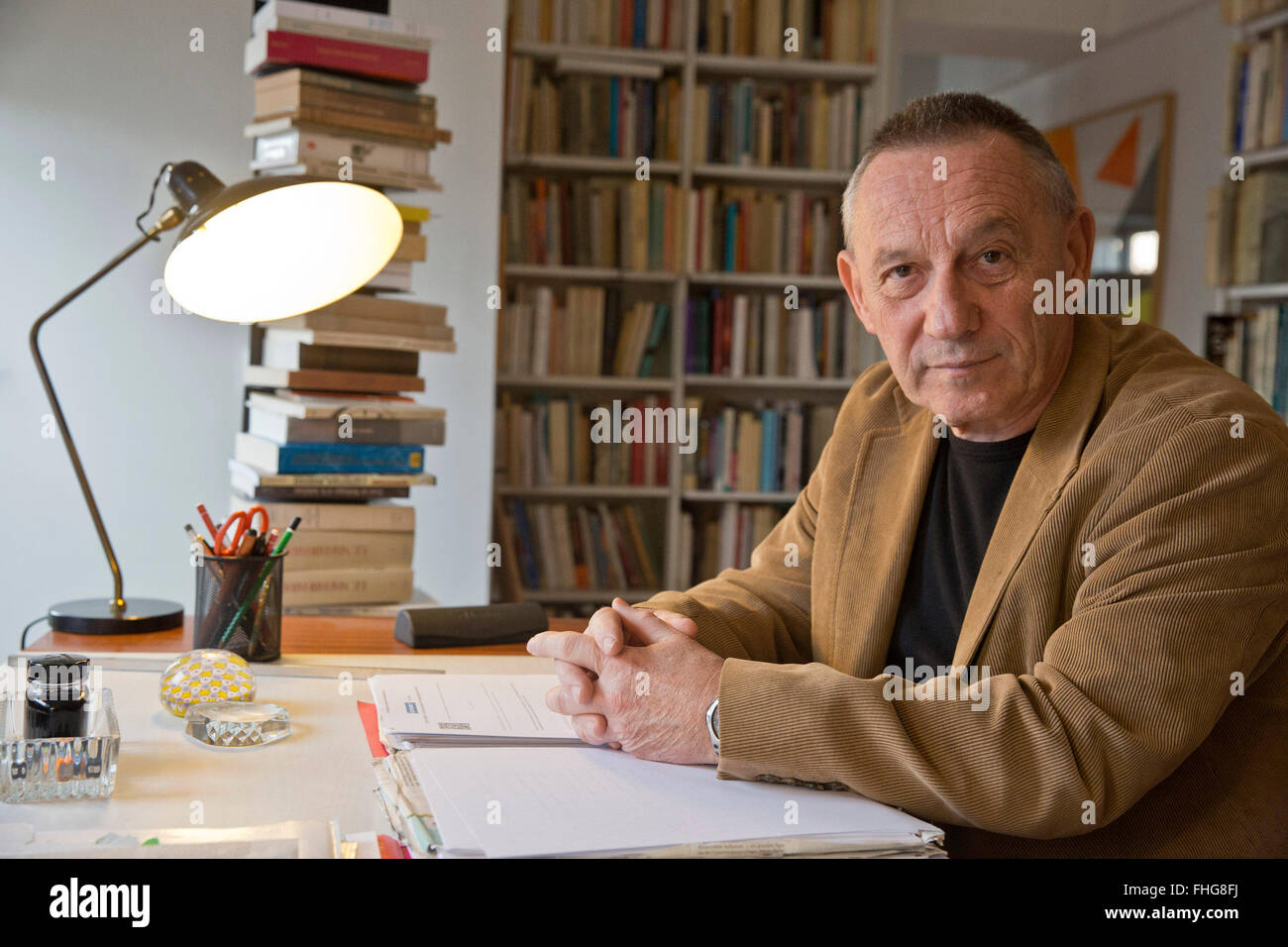 French philosopher Yves Michaud in his apartment, Paris Stock Photo - Alamy