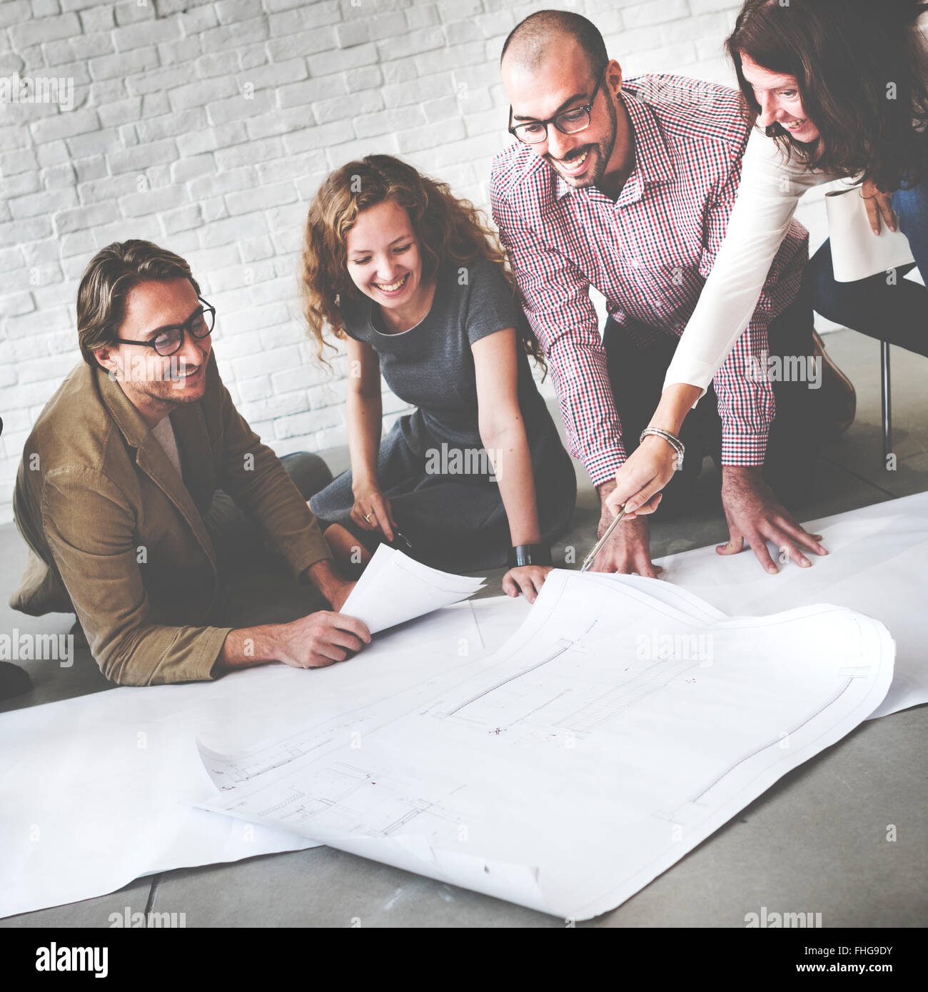 Business People Meeting Discussion Blueprint Architect Concept Stock ...