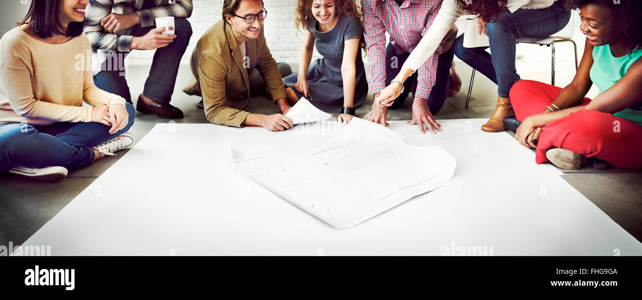 Business People Meeting Discussion Blueprint Architect Concept Stock ...