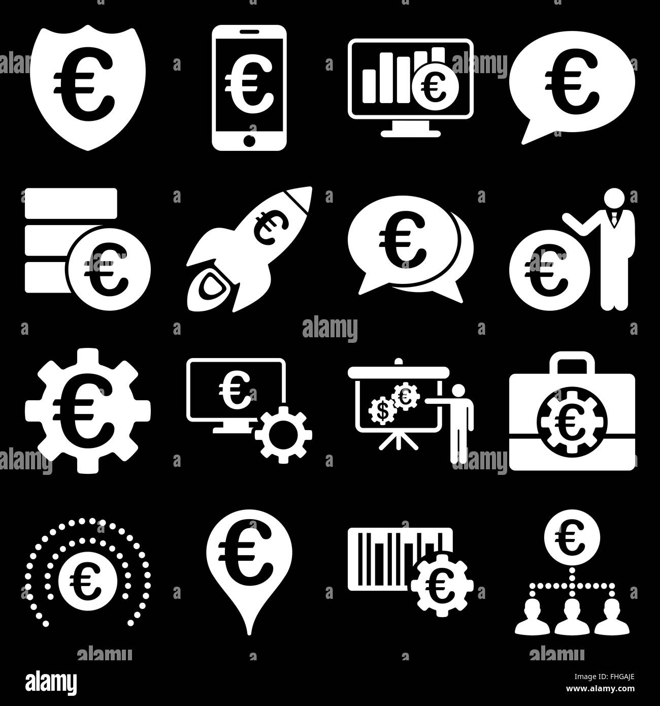 Euro banking business and service tools icons Stock Photo - Alamy