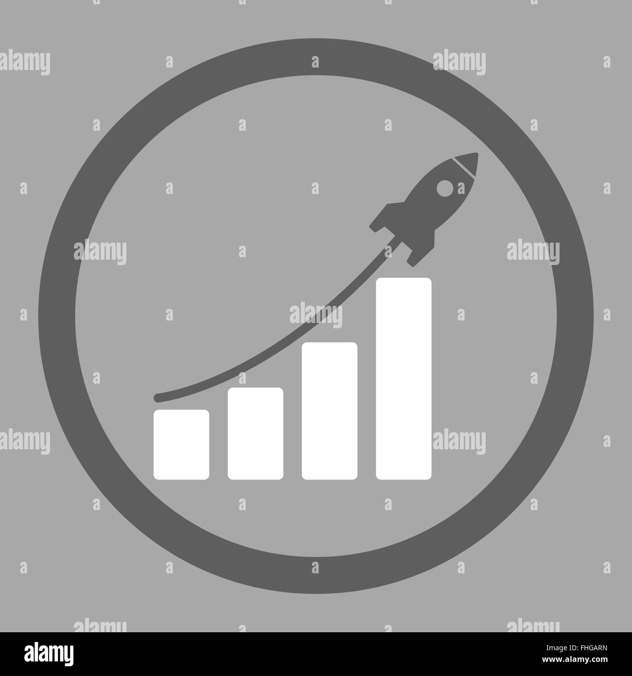 Startup sales flat dark gray and white colors rounded vector icon Stock ...