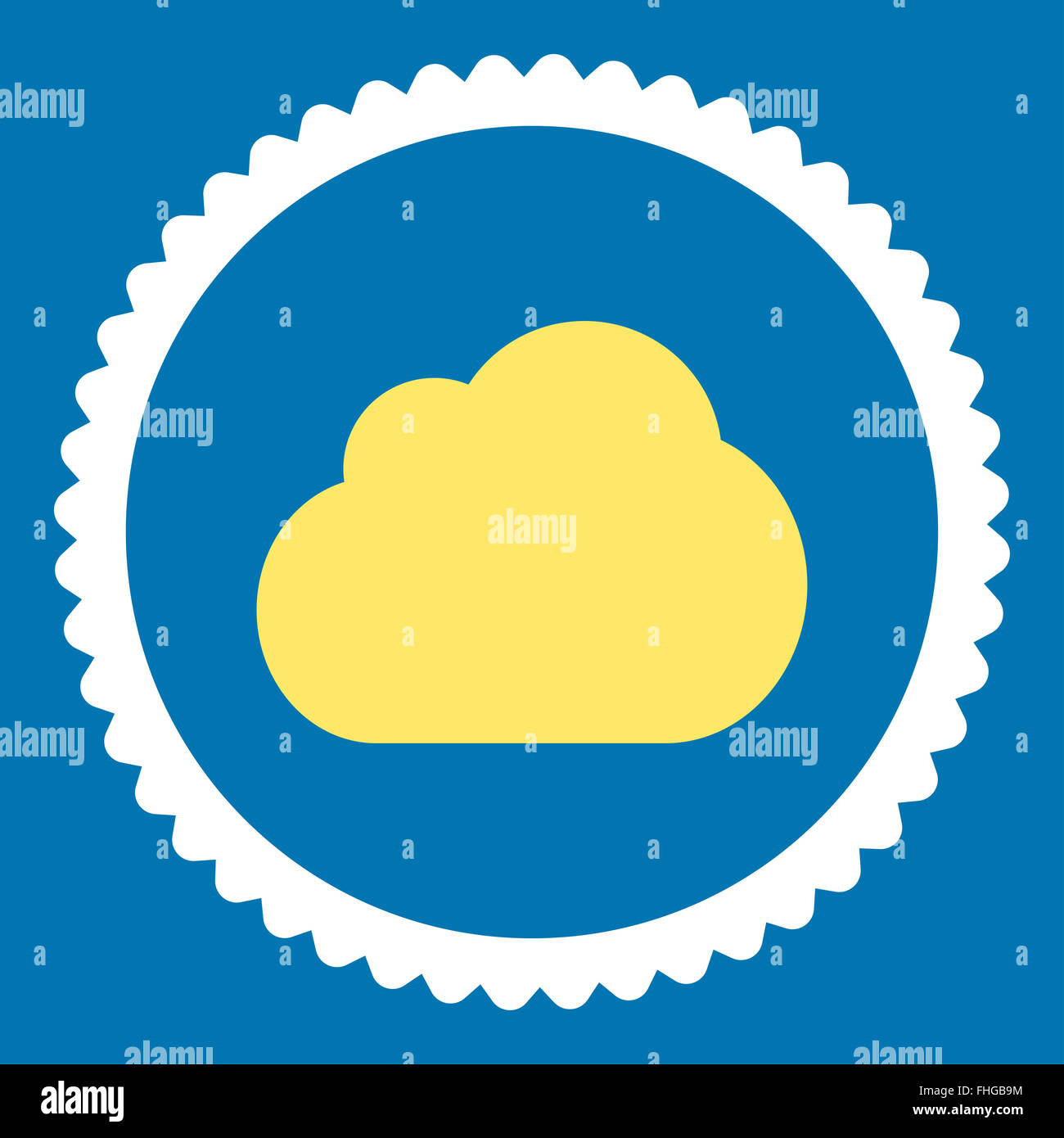 Cloud flat yellow and white colors round stamp icon Stock Photo - Alamy