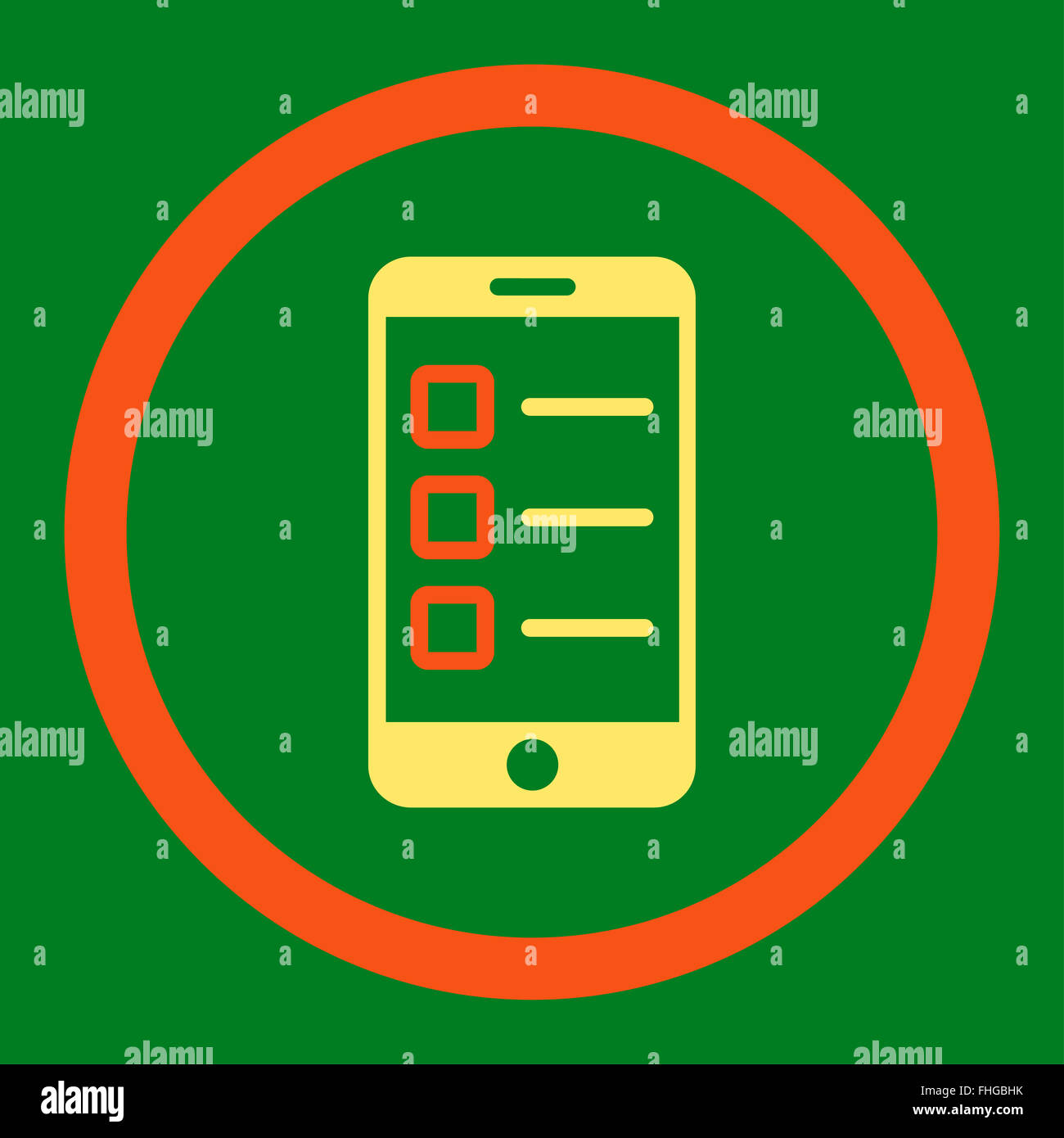 Mobile test flat orange and yellow colors rounded vector icon Stock ...