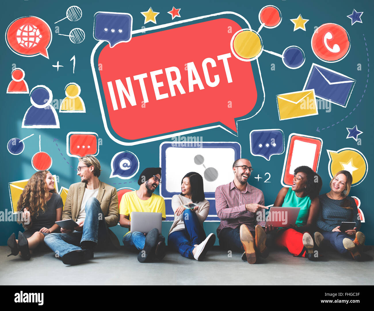 Interact Communicate Connect Social Media Social Networking Concept ...