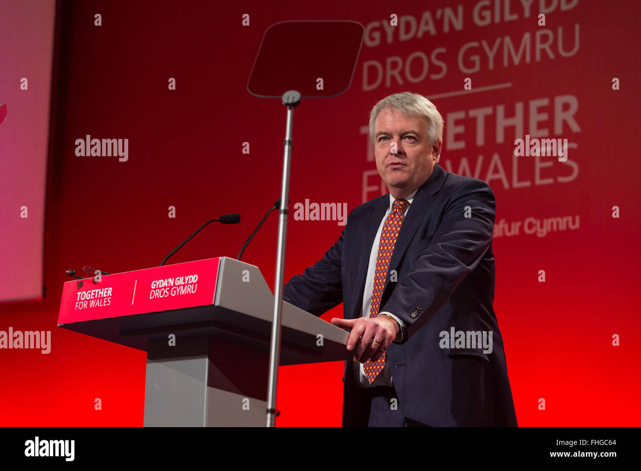 First minister Carwyn Jones AM speaking at the Welsh Labour Conference ...