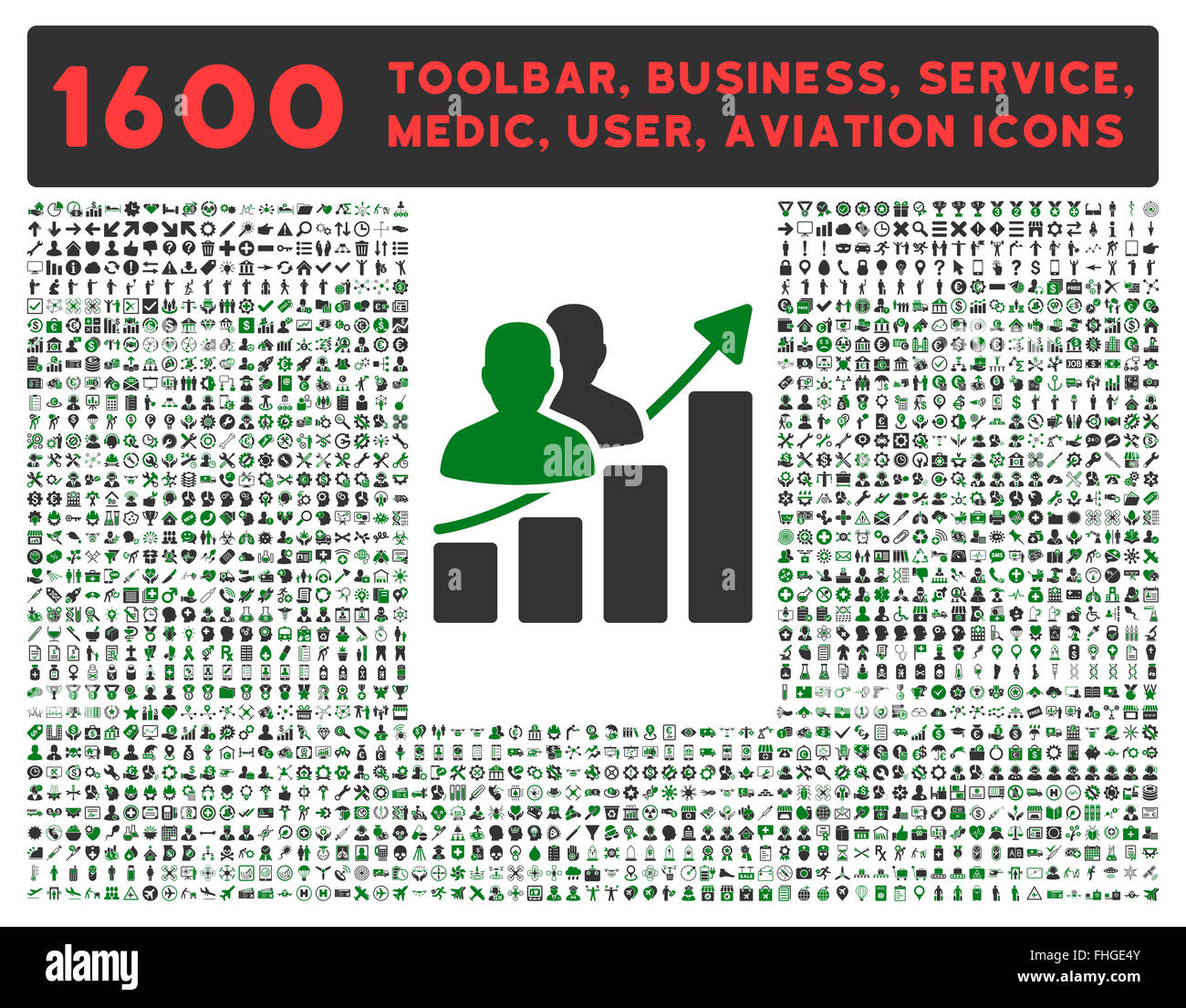 Audience Growth Icon with Large Pictogram Collection Stock Photo - Alamy