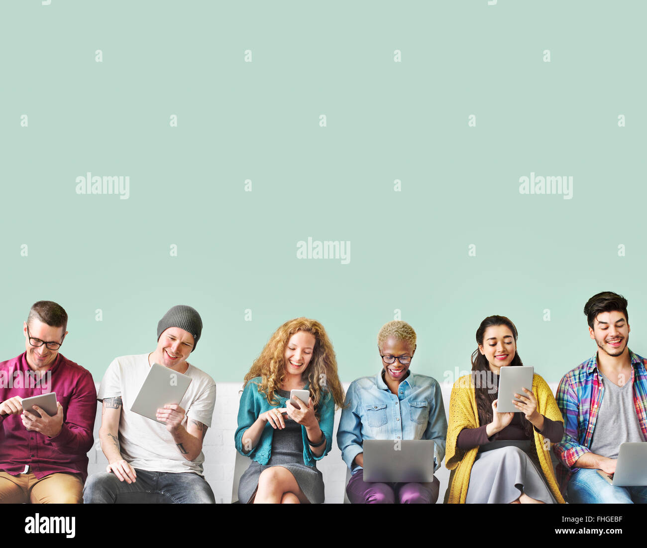 Friends Connection Digital Devices Technology Network Concept Stock ...