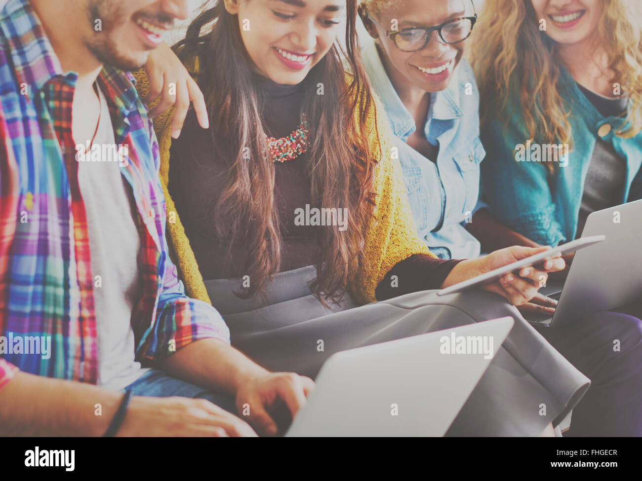 Friends Connection Digital Devices Technology Network Concept Stock ...