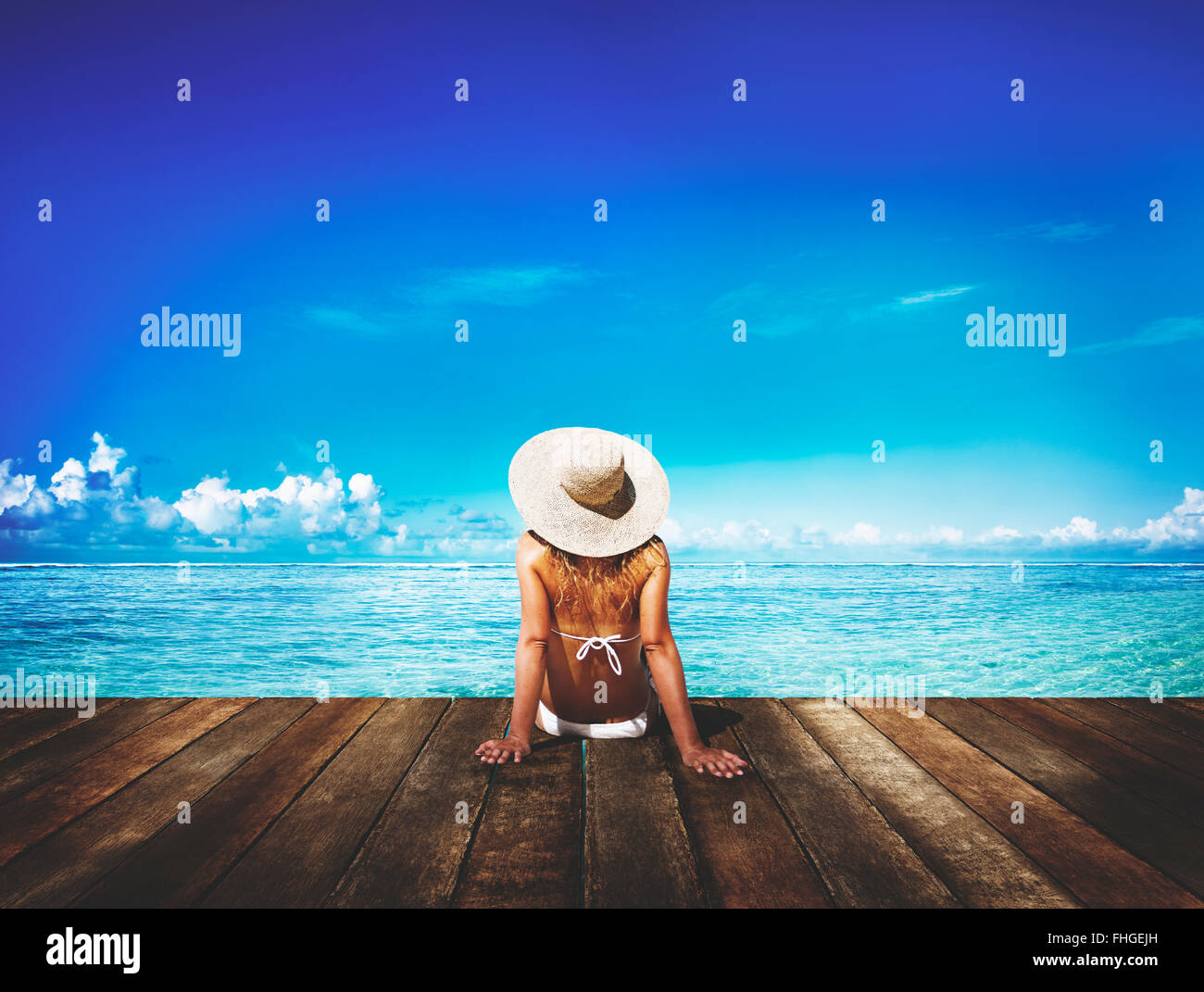 Woman Sunbathe Sunny Summer Beach Relaxing Concept Stock Photo - Alamy