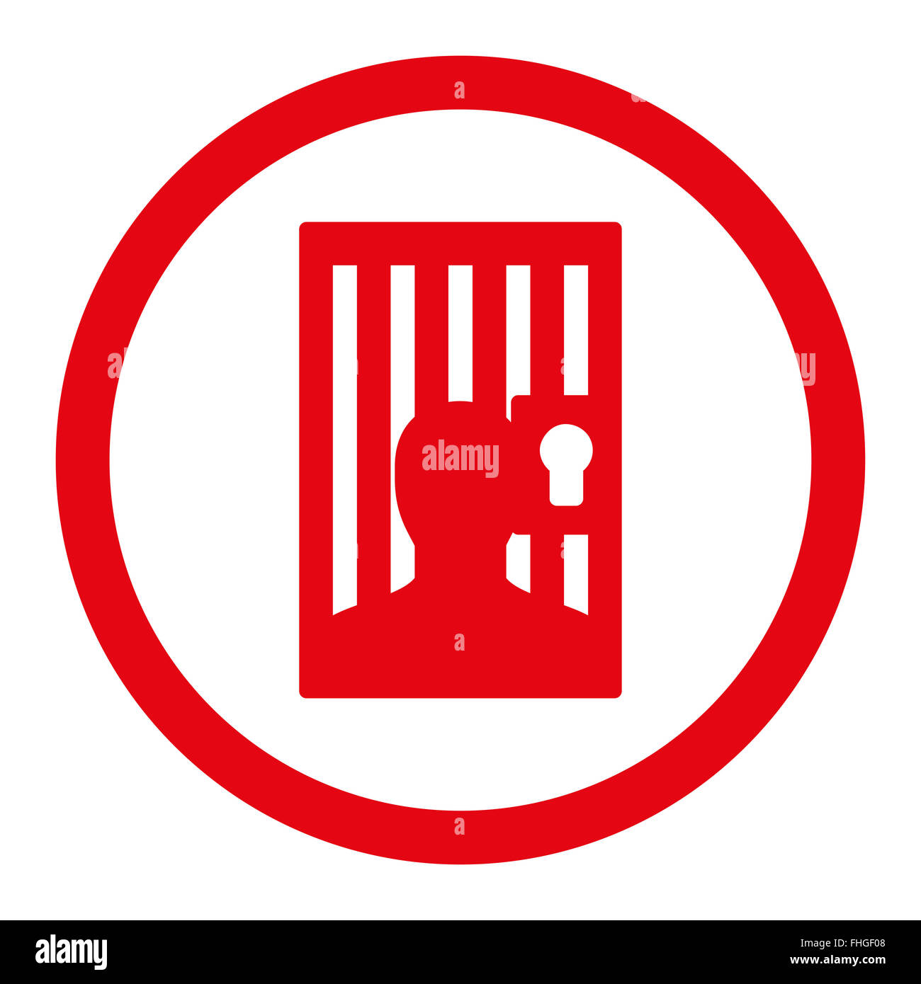 Prison flat red color rounded glyph icon Stock Photo - Alamy