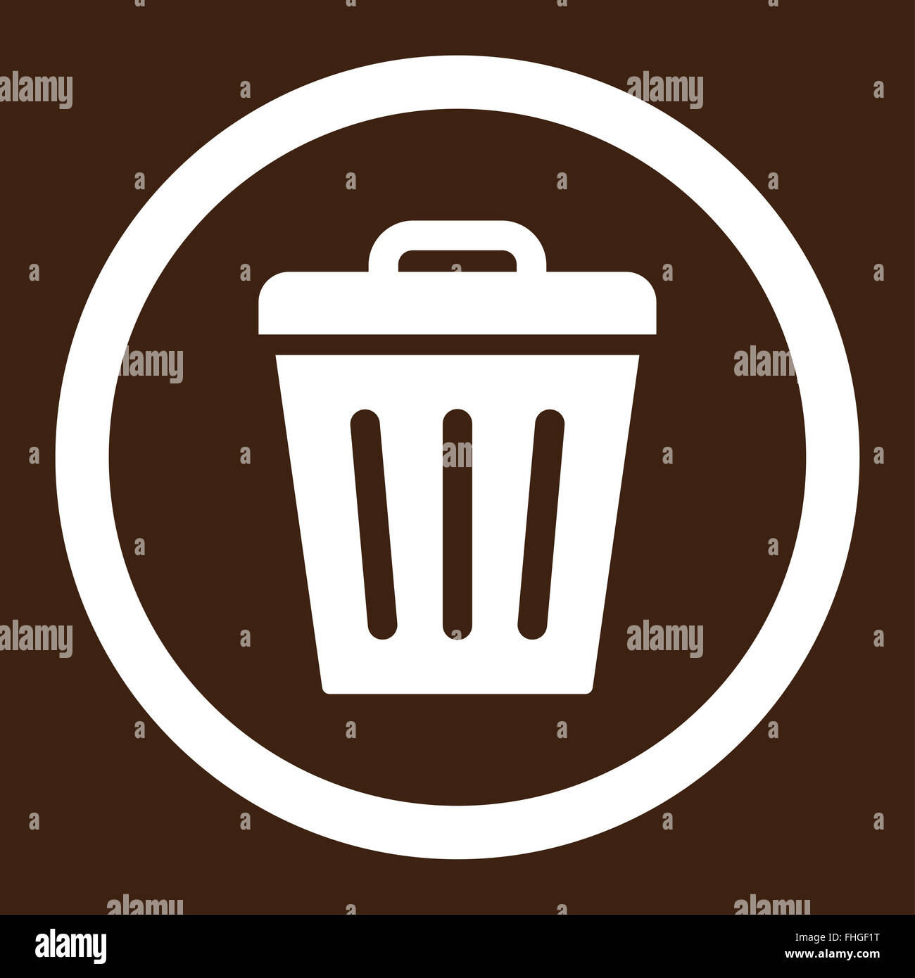 Trash Can flat white color rounded vector icon Stock Photo - Alamy