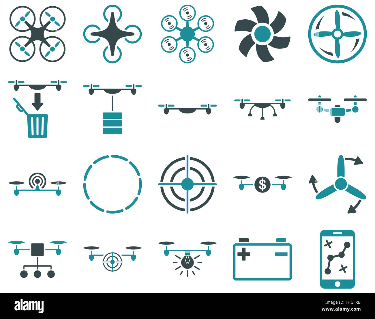 Air drone and quadcopter tool icons Stock Photo - Alamy
