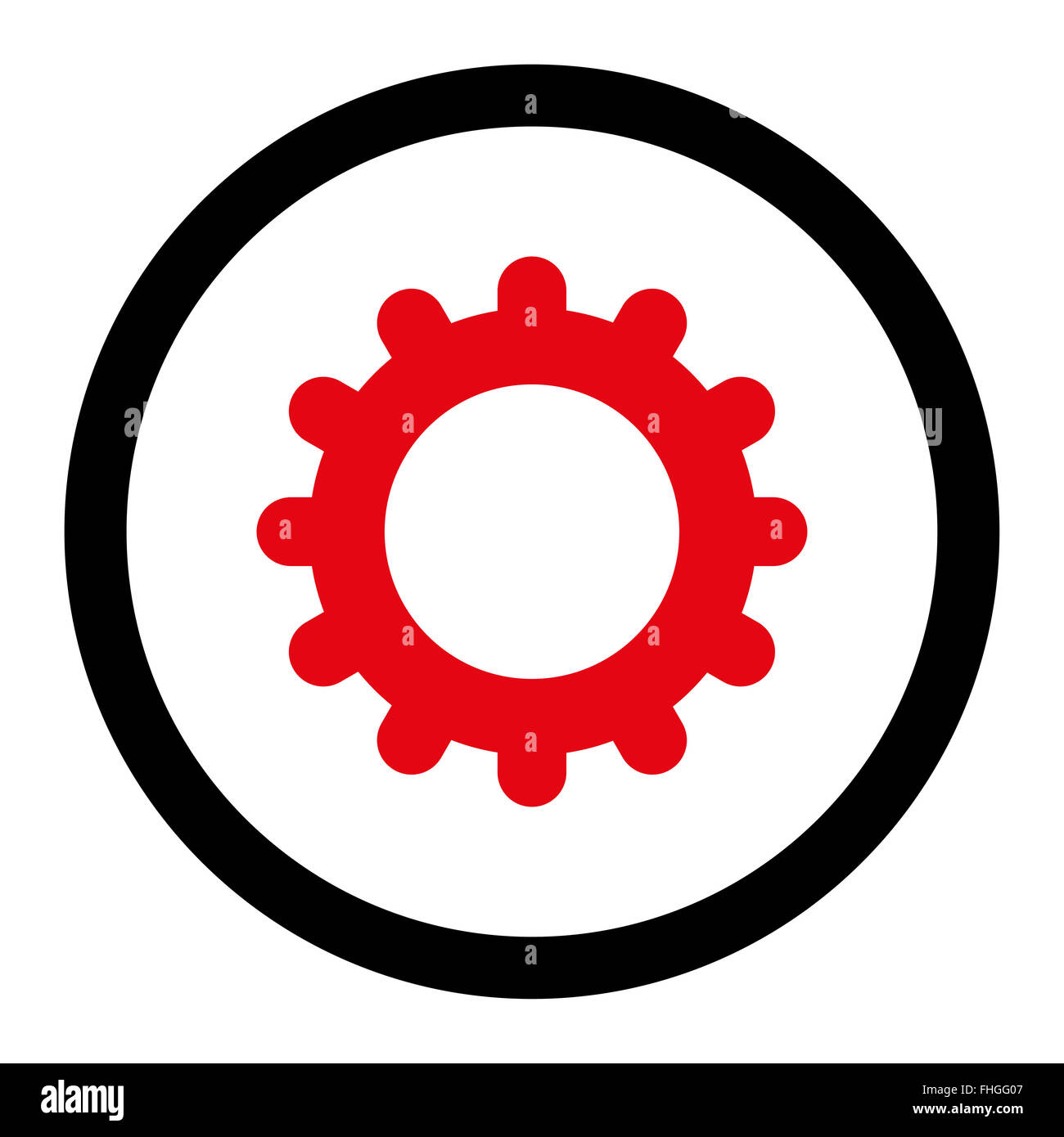 Gear flat intensive red and black colors rounded vector icon Stock ...