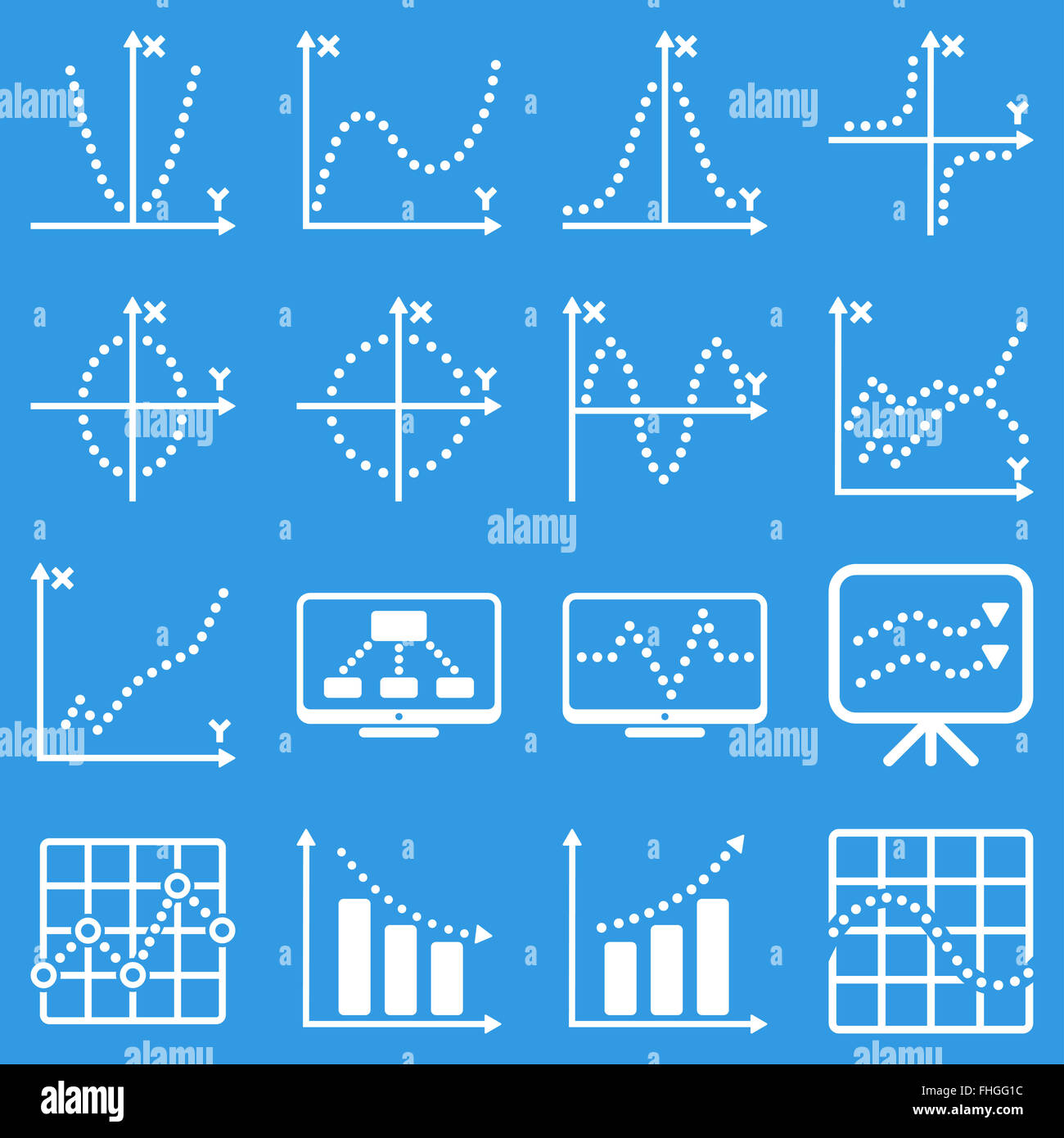 Dotted vector infographic business icons Stock Photo - Alamy