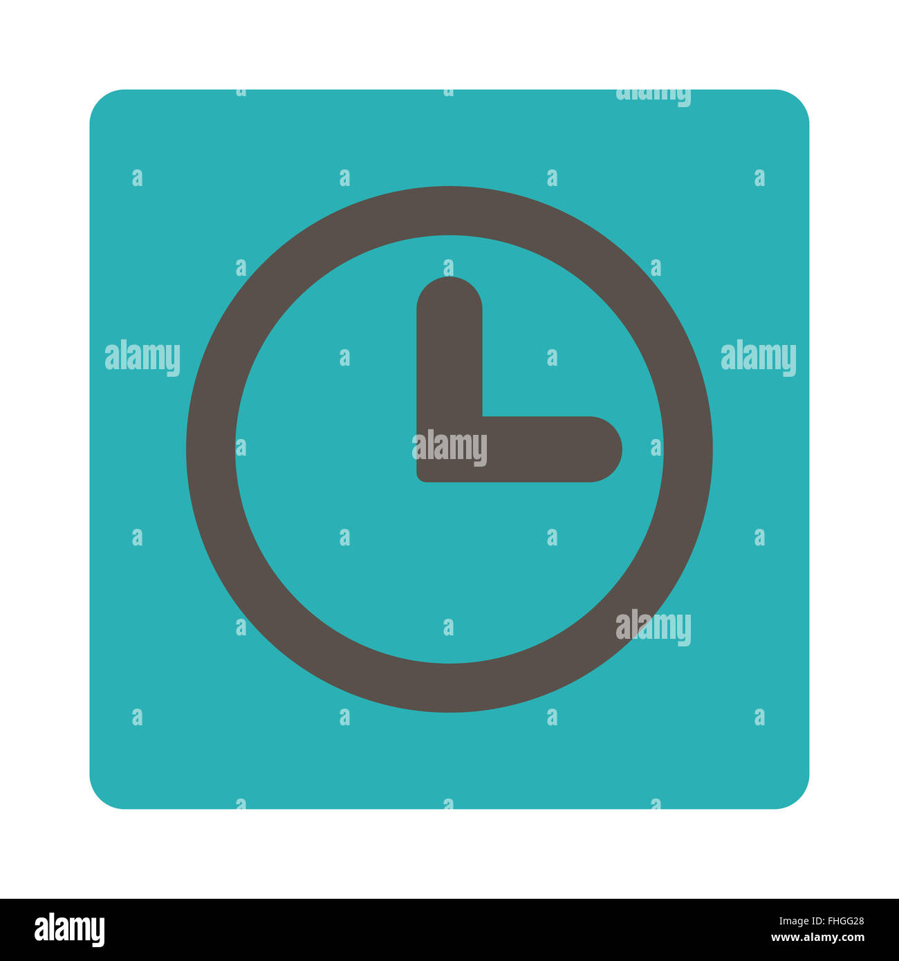 Clock flat grey and cyan colors rounded button Stock Photo - Alamy