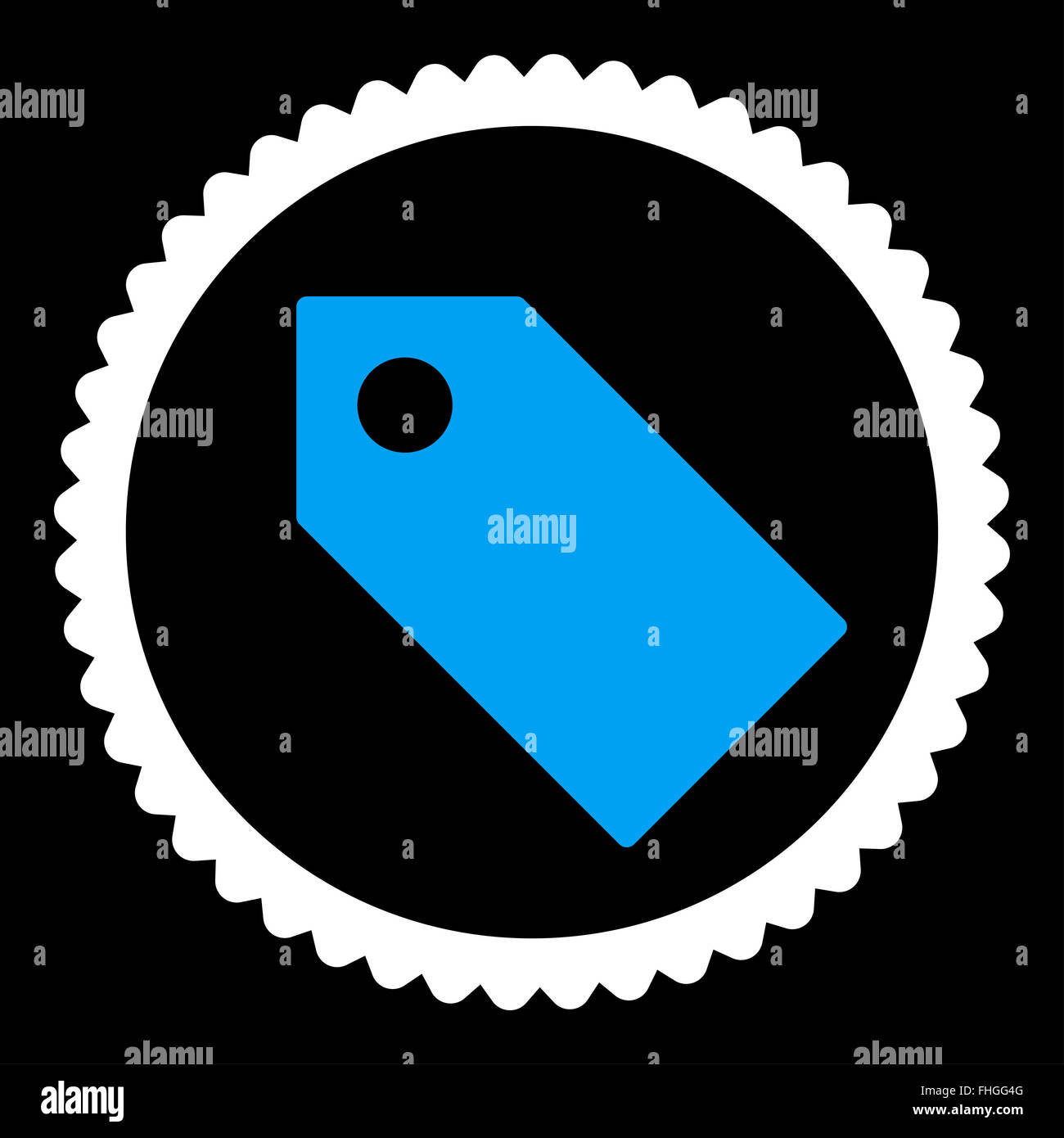 Tag flat blue and white colors round stamp icon Stock Photo - Alamy