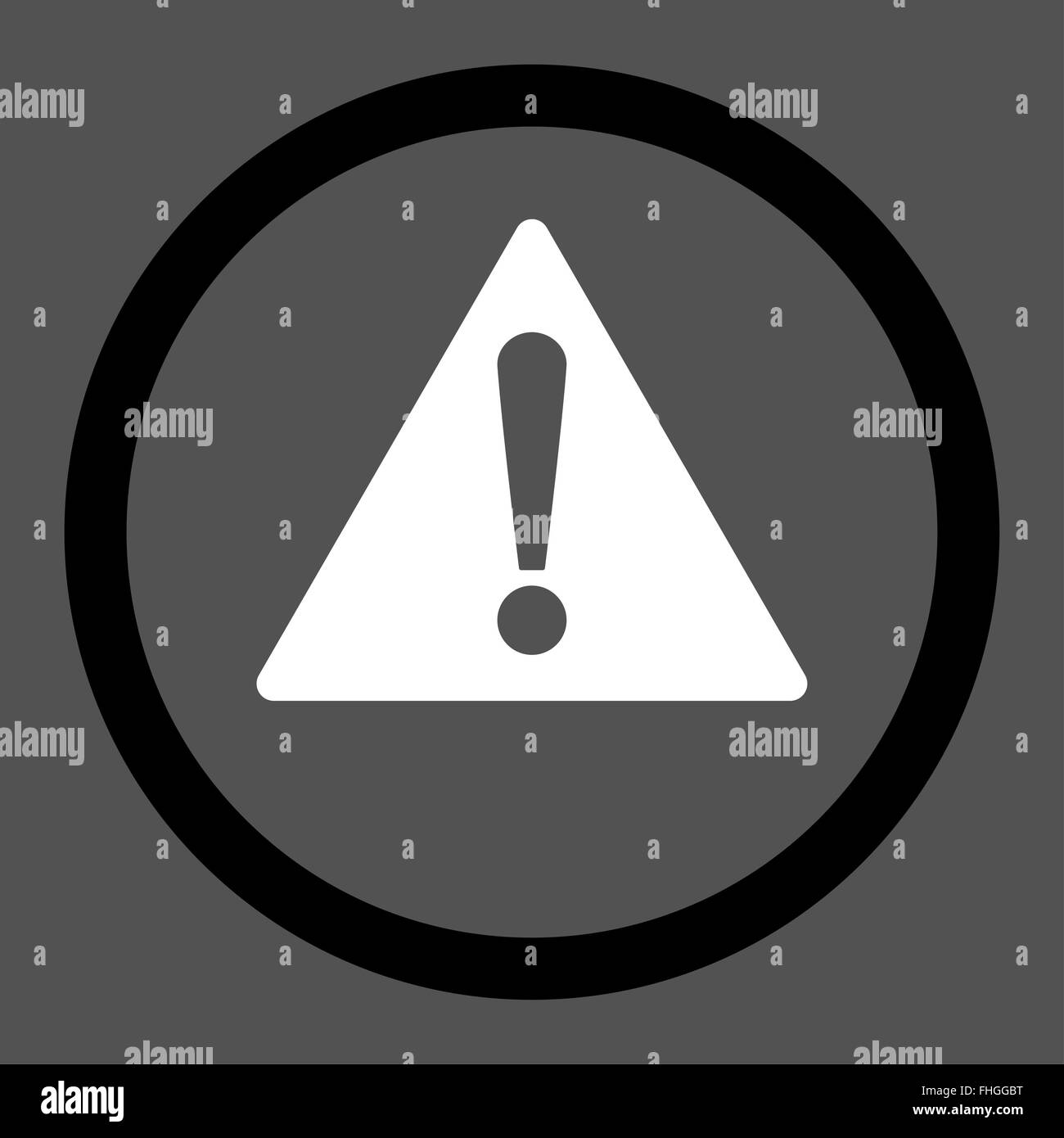 Warning flat black and white colors rounded vector icon Stock Photo - Alamy