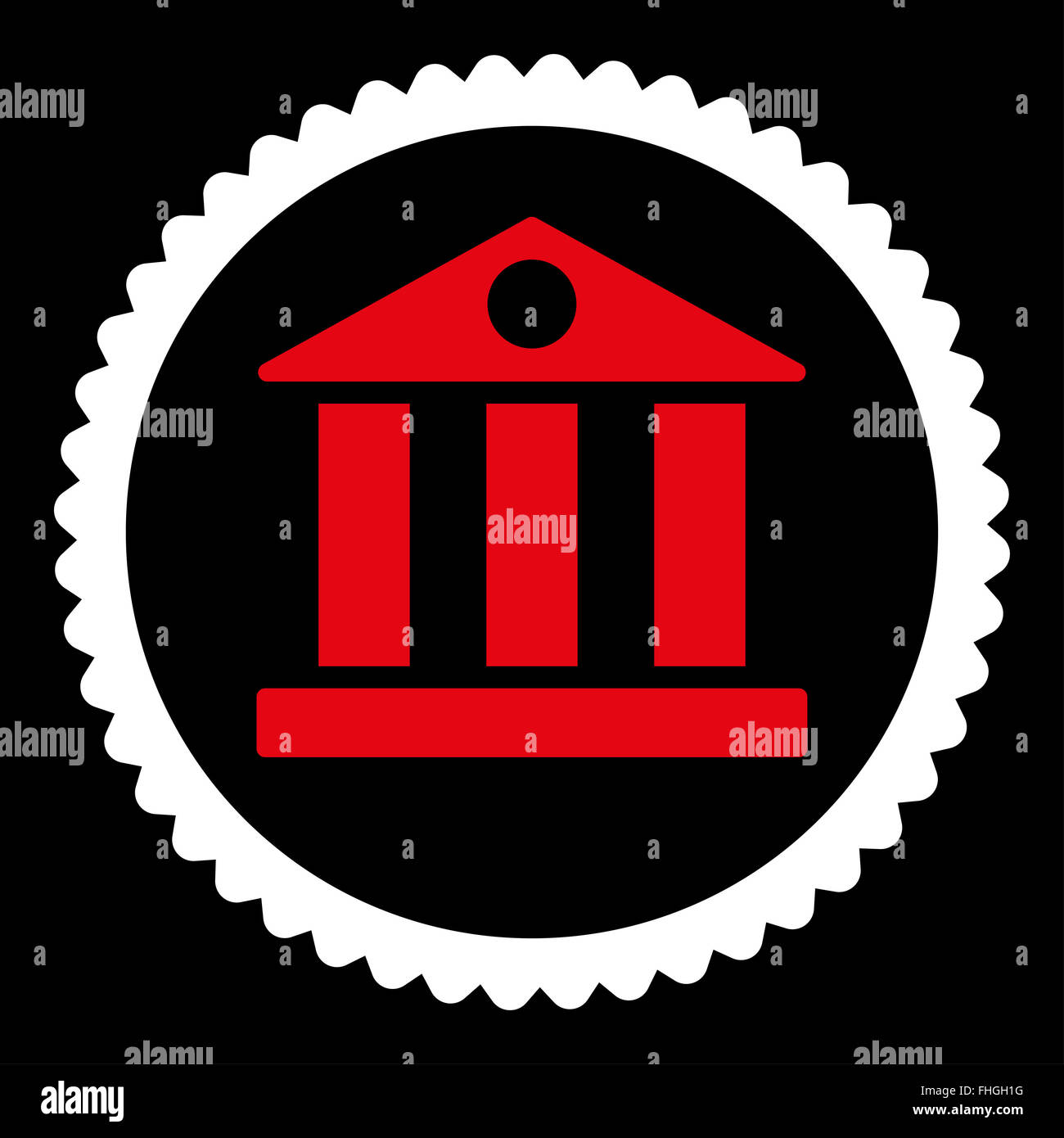 Bank flat red and white colors round stamp icon Stock Photo - Alamy