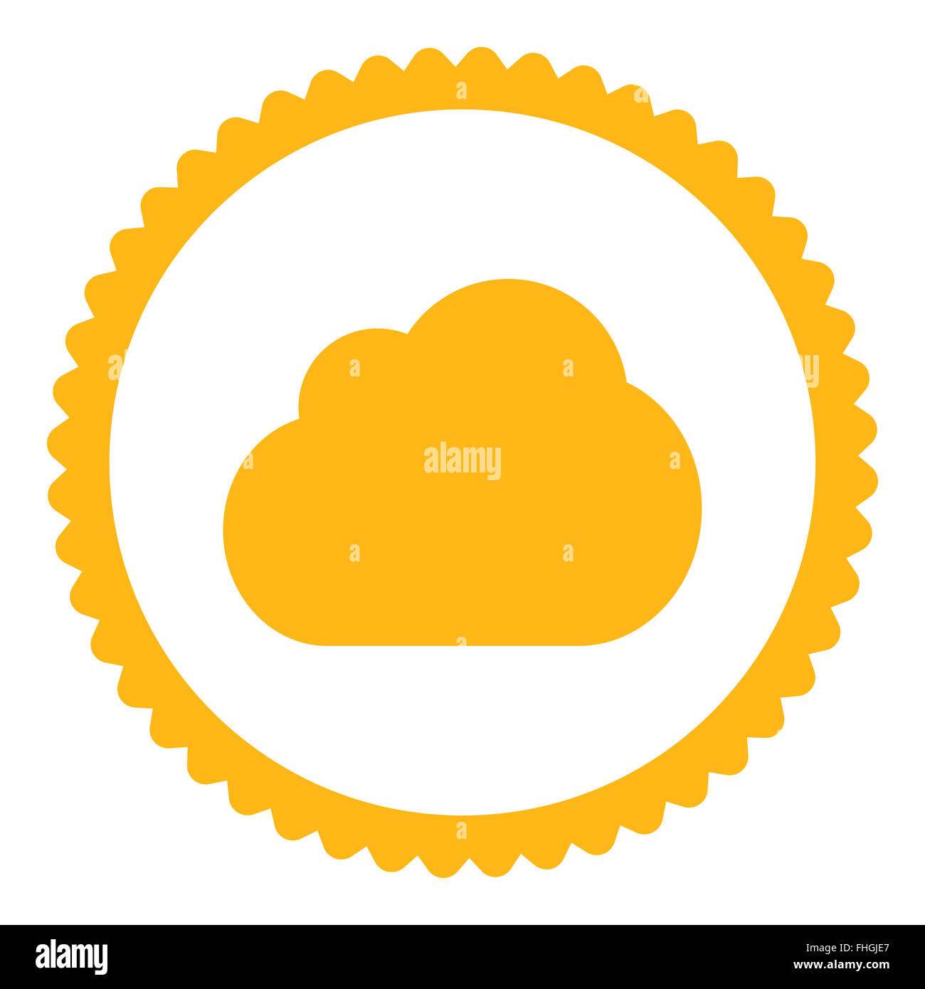 Cloud flat yellow color round stamp icon Stock Photo - Alamy