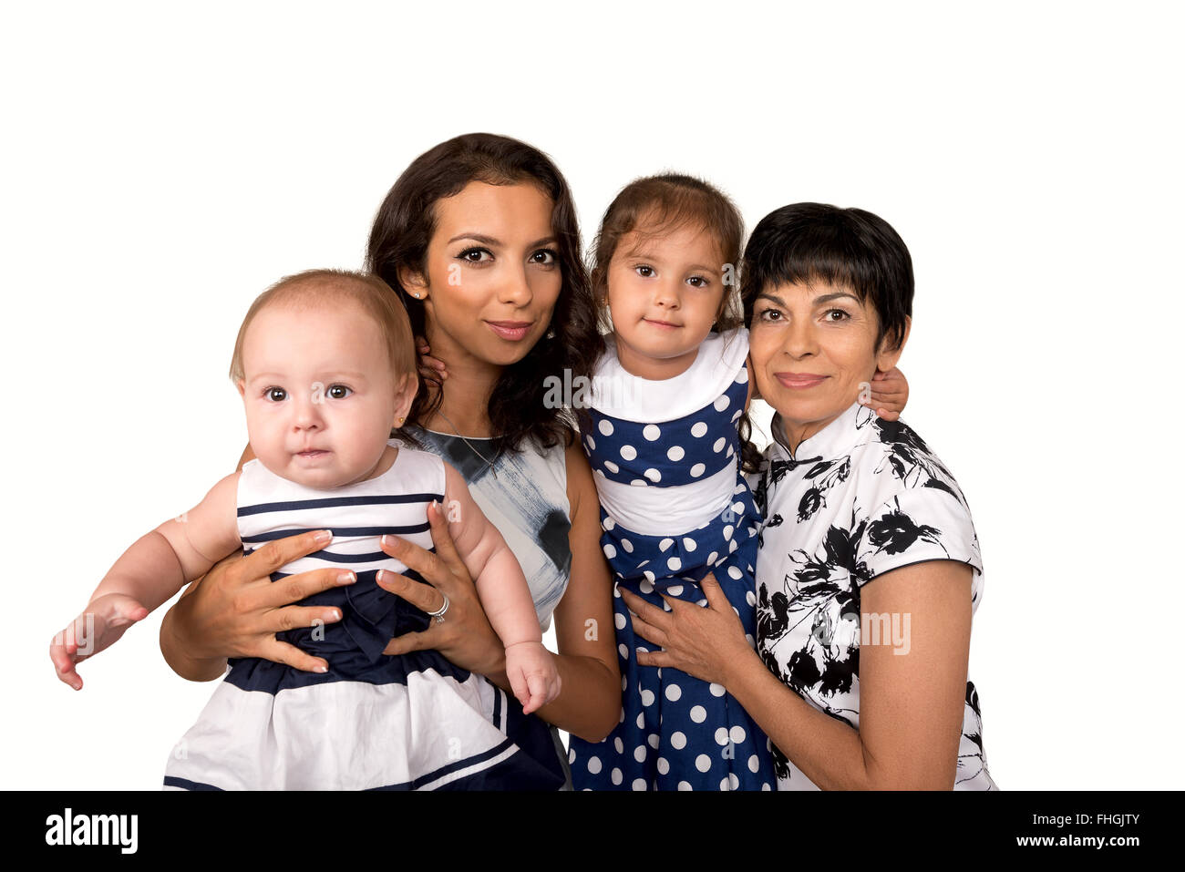 Portrait of happy family on white background.Three generation.Family ...