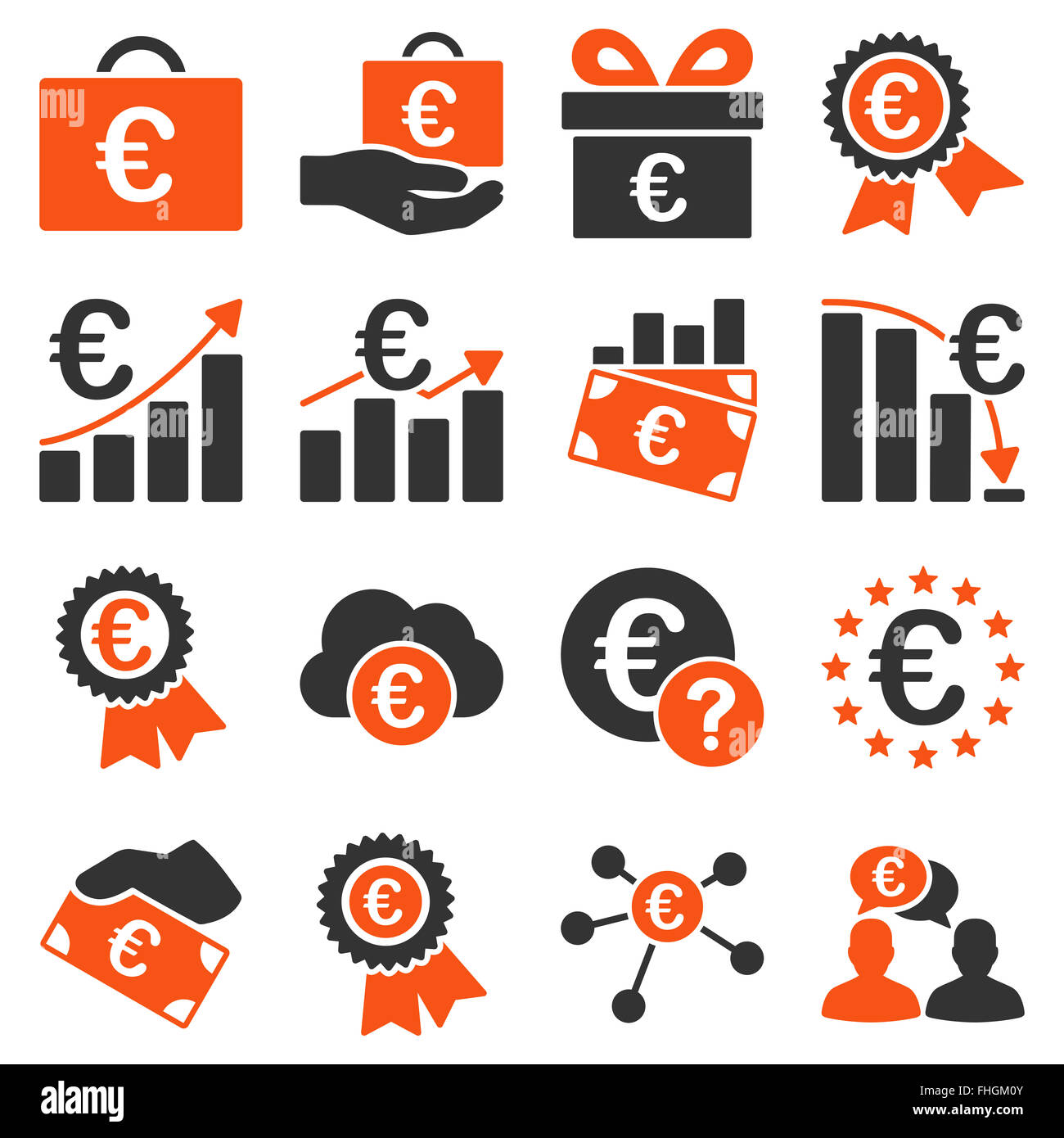 Euro banking business and service tools icons Stock Photo - Alamy