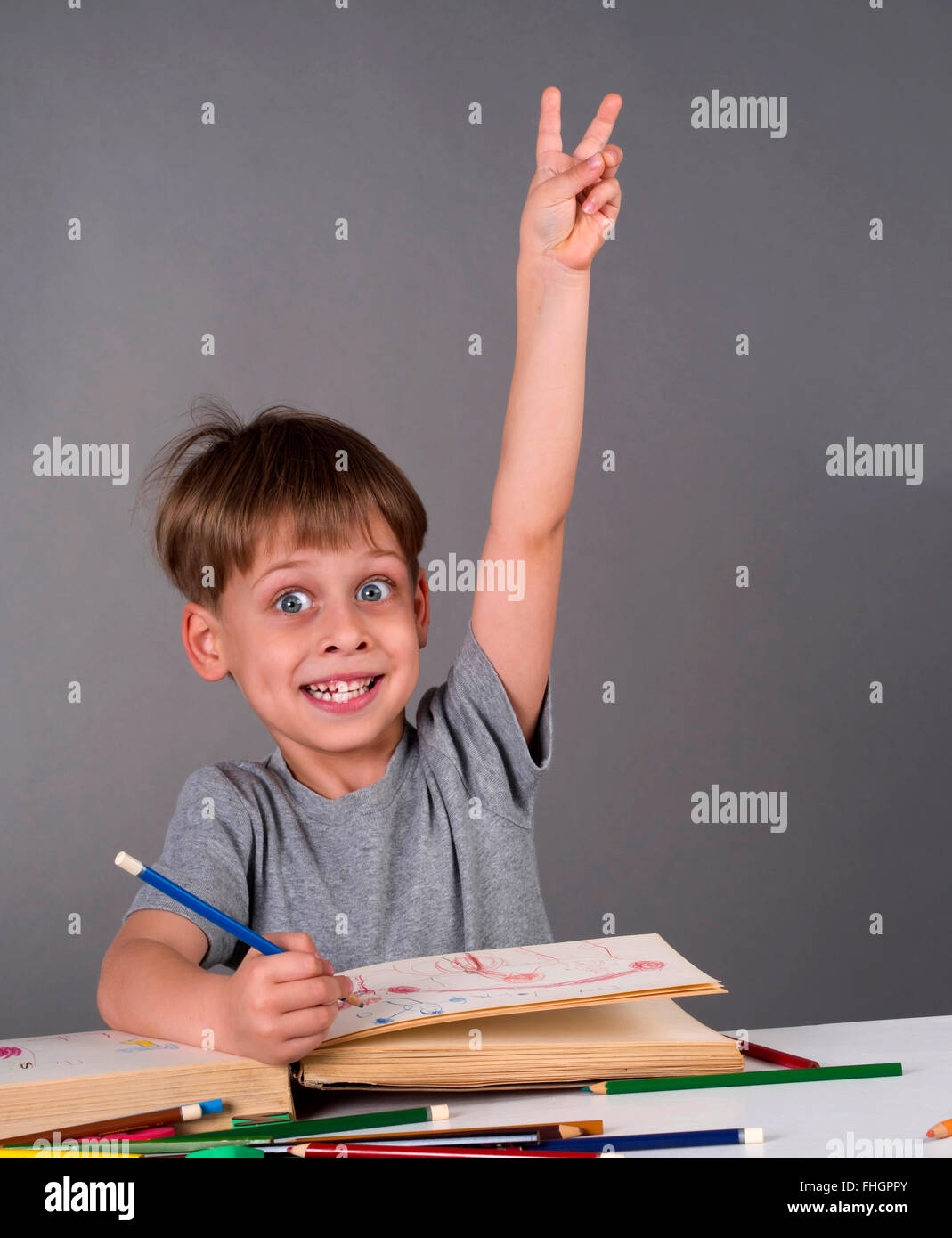 hardworking pupil, education concept Stock Photo - Alamy